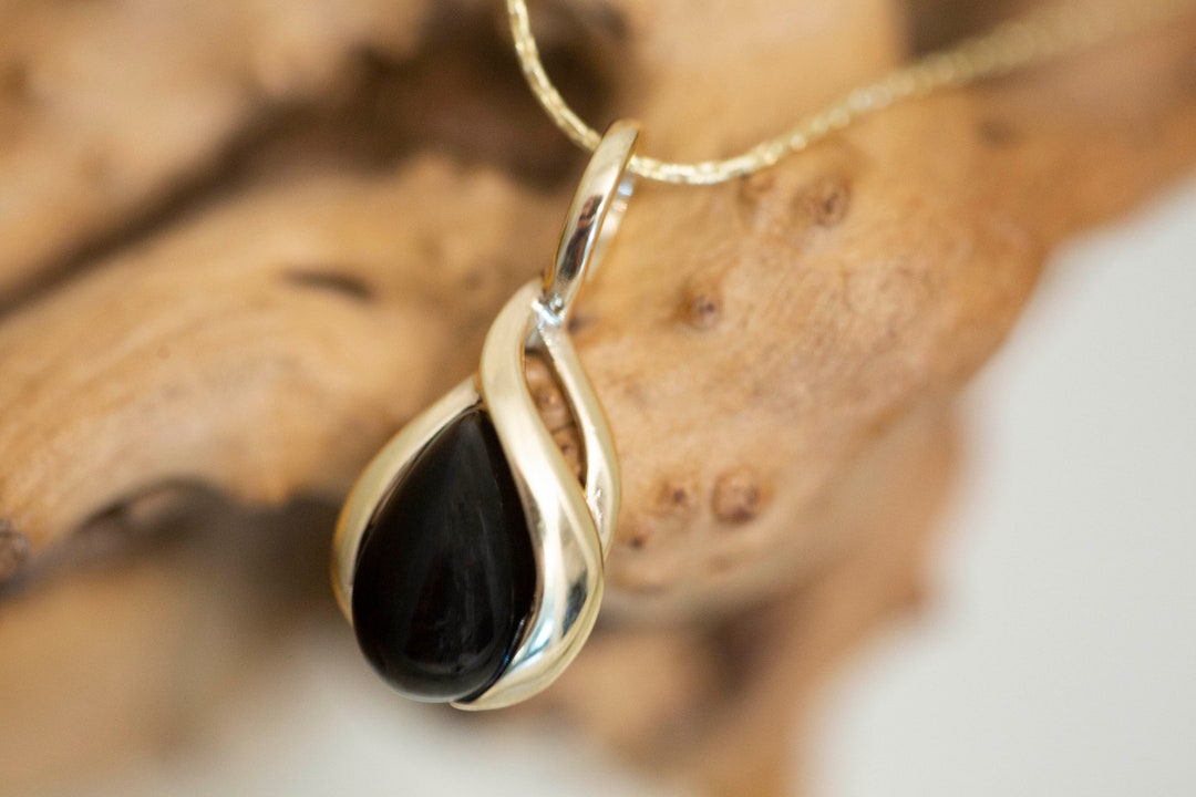 Whitby Jet & Gold. Whitby Jet Pendant. Dainty Pendant. Perfect Gift for ...