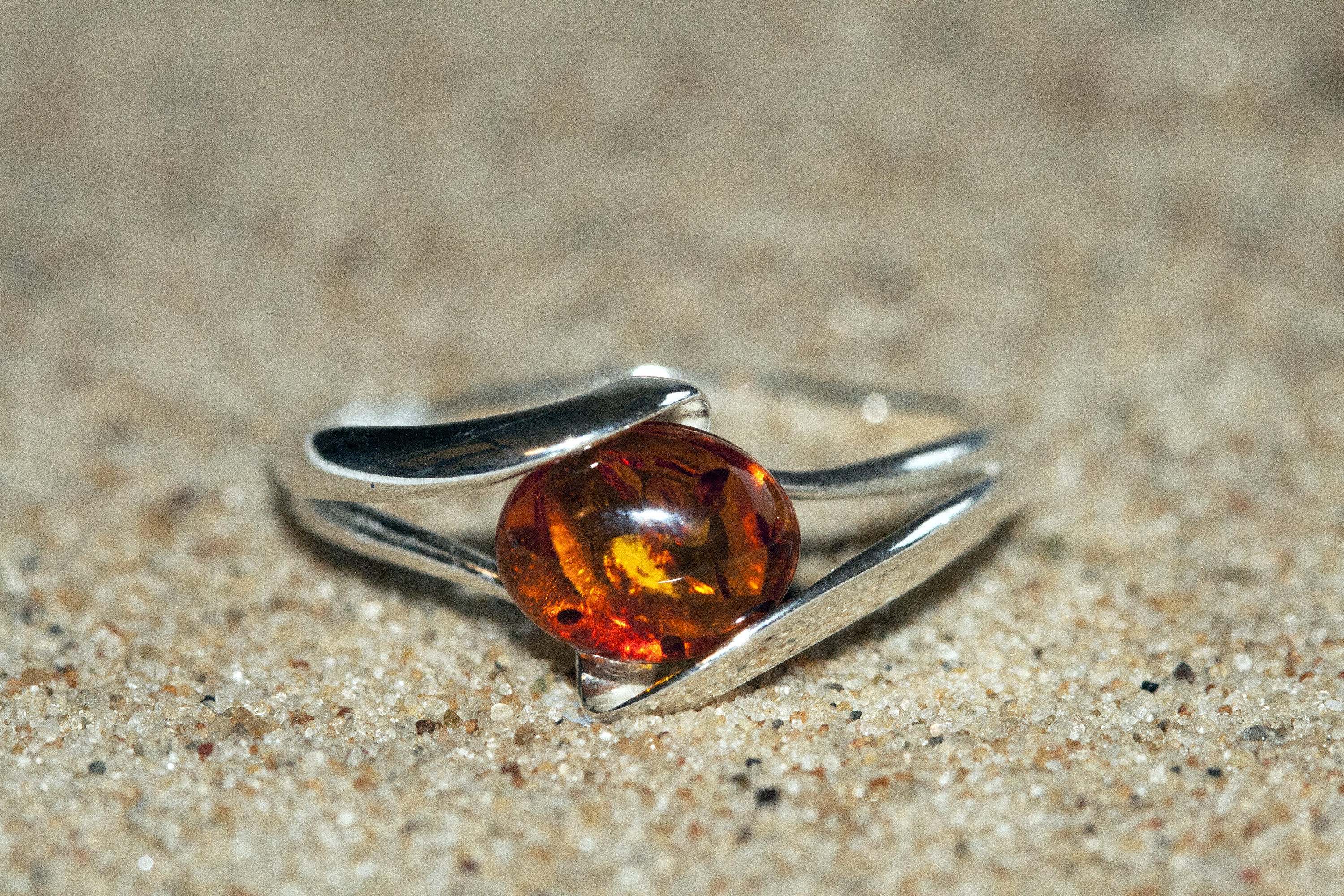 Baltic amber ring. Cognac piece of Baltic amber in sterling silver ...