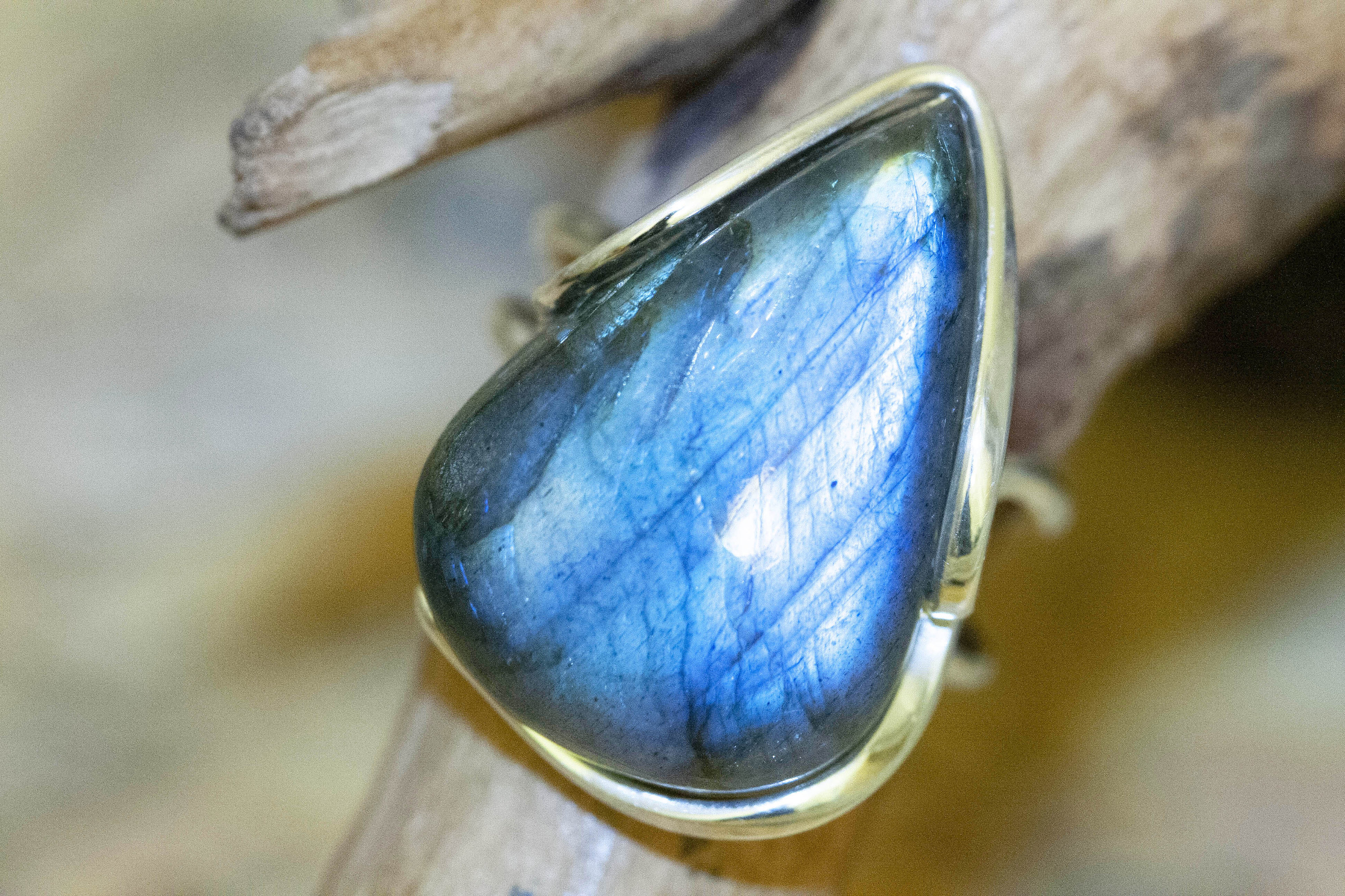 Statement Labradorite Ring fitted in Sterling Silver setting ...