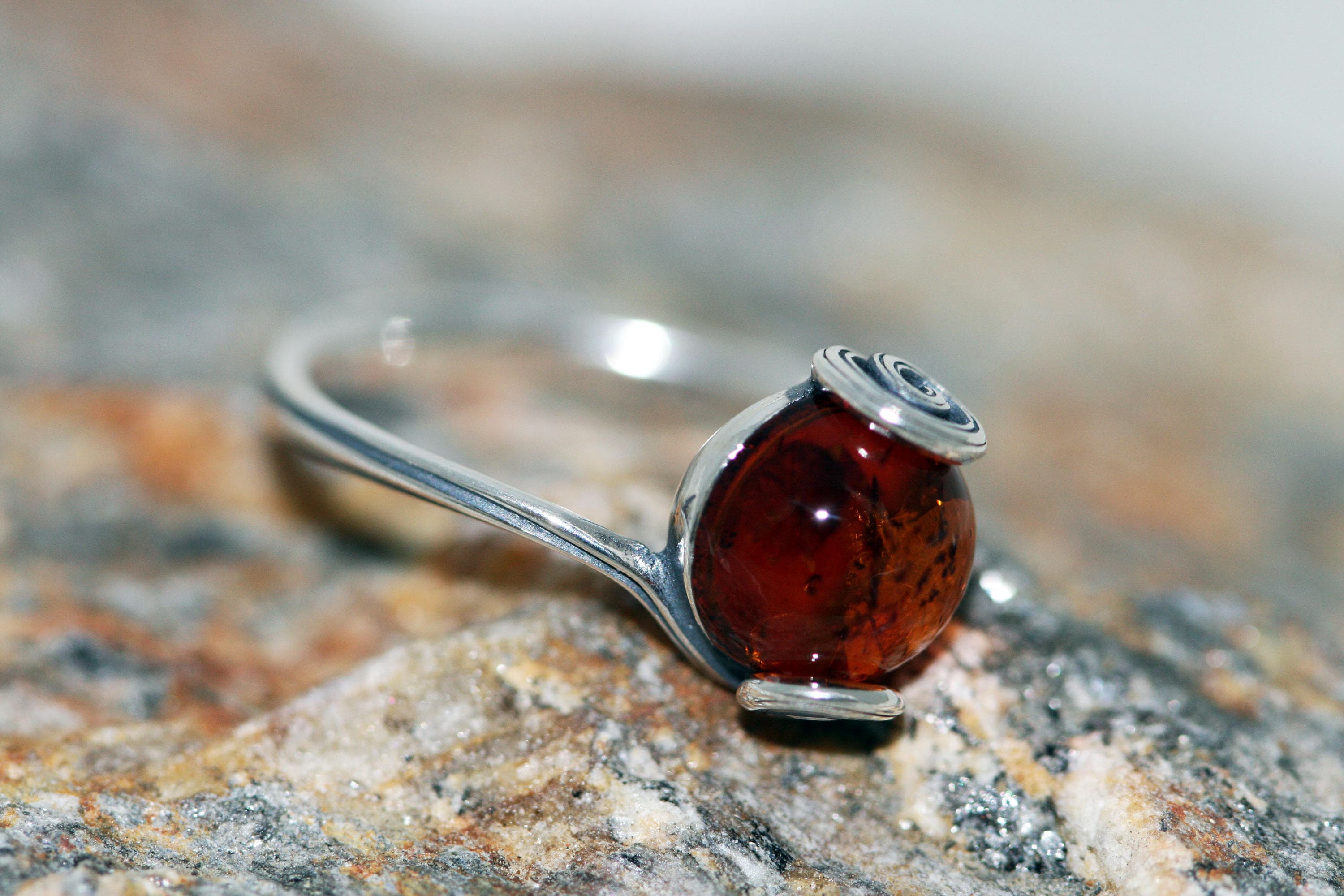Baltic amber ring. Cognac piece of Baltic amber in sterling silver ...