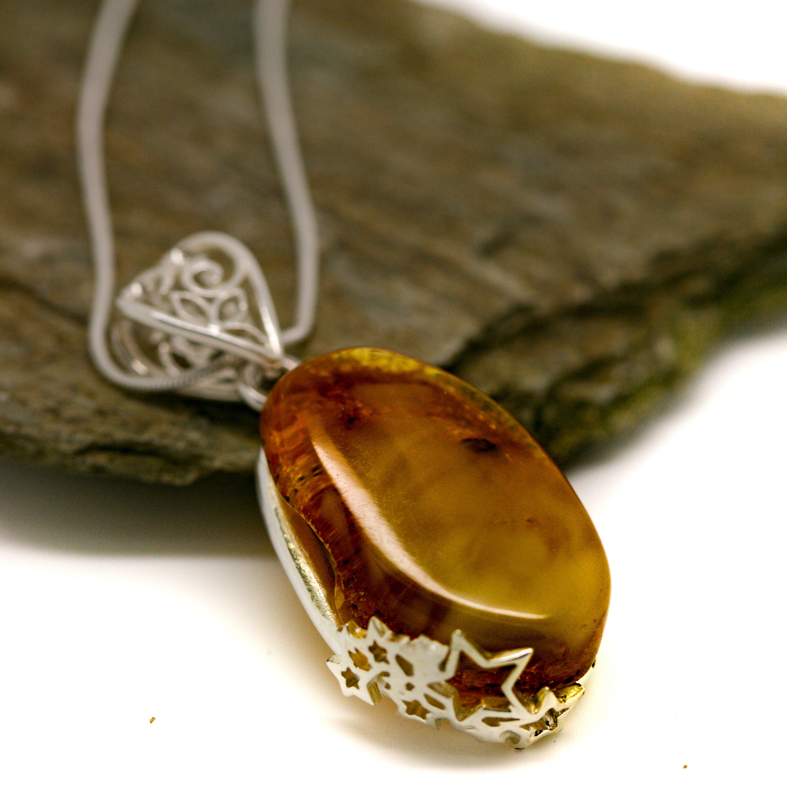 Adorable Butterscotch Amber Pendant. Sterling Silver Necklace, Milky ...
