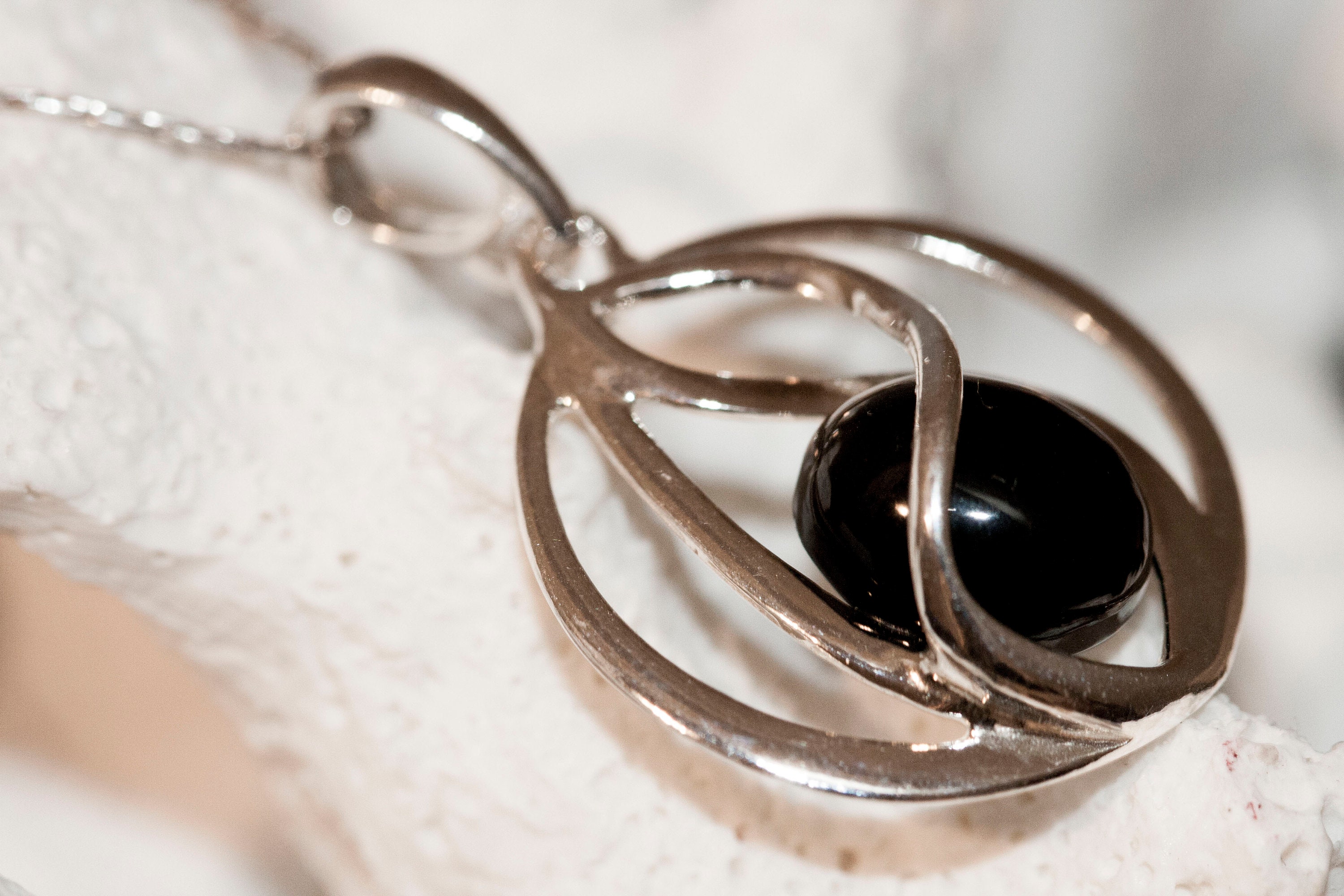 Whitby Jet Pendant. Sterling Silver Necklace, Original British ...