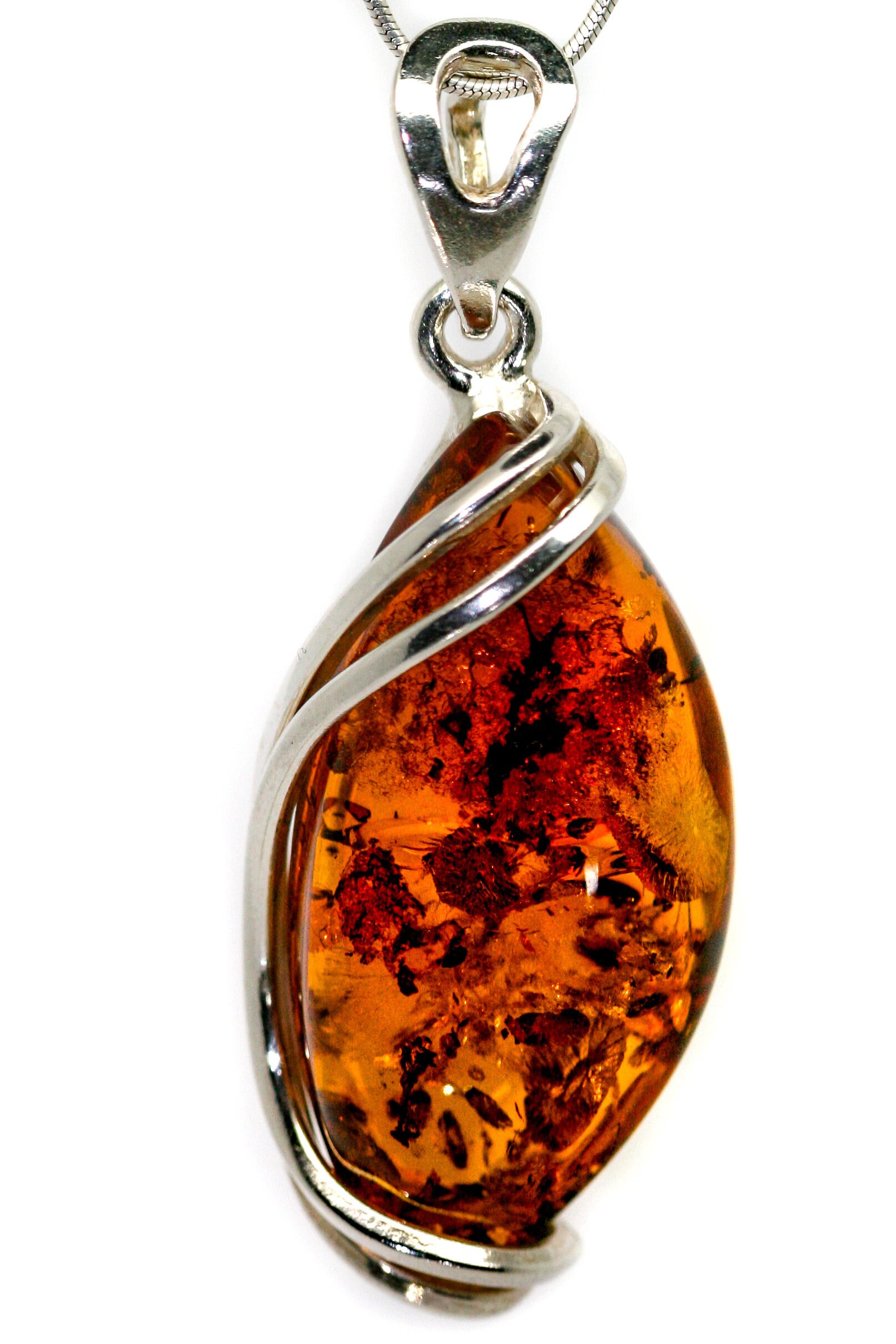 Baltic Amber Pendant in Sterling Silver. Amber necklace, silver pendant ...
