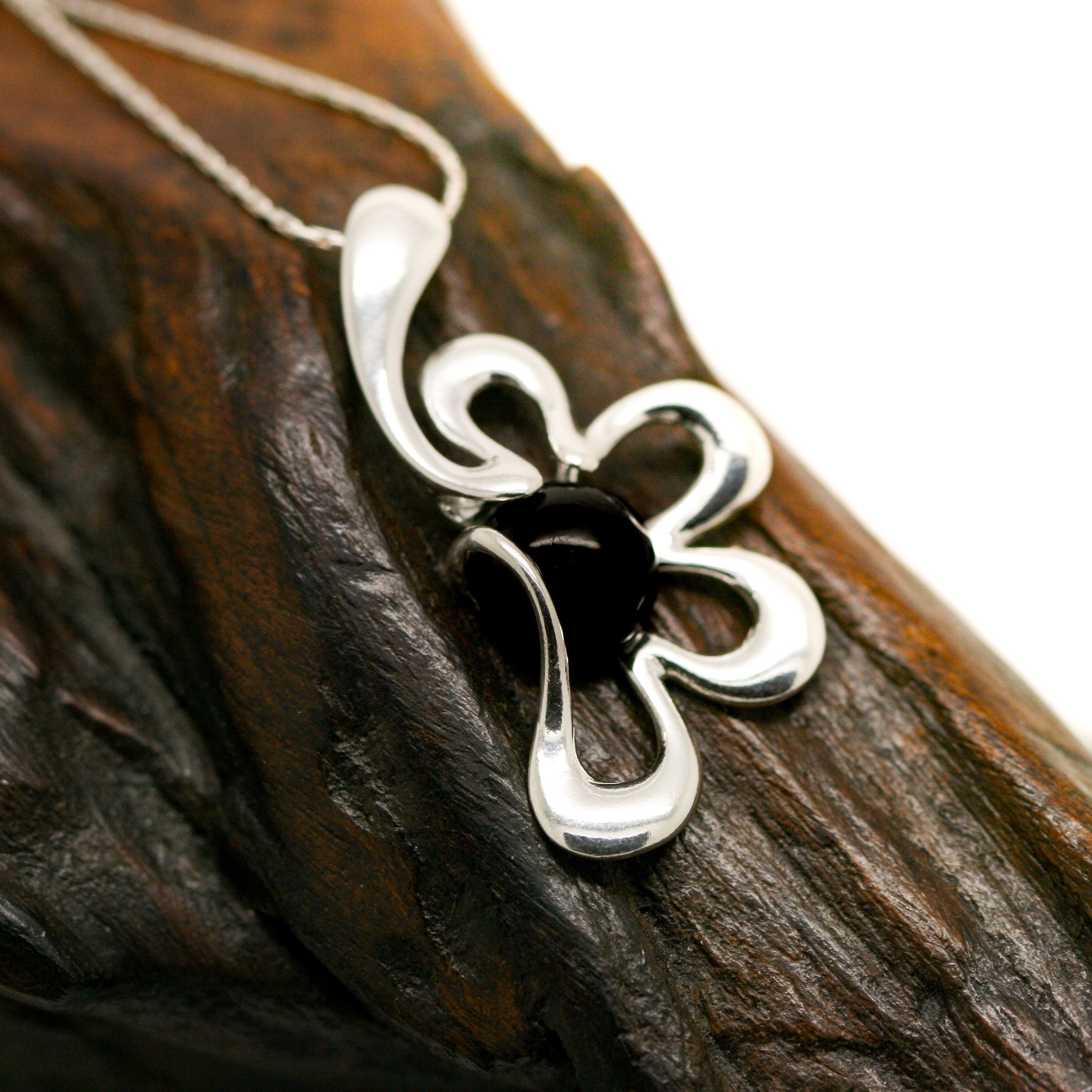 Lovely Whitby Jet Pendant. Sterling Silver Necklace, Original British ...