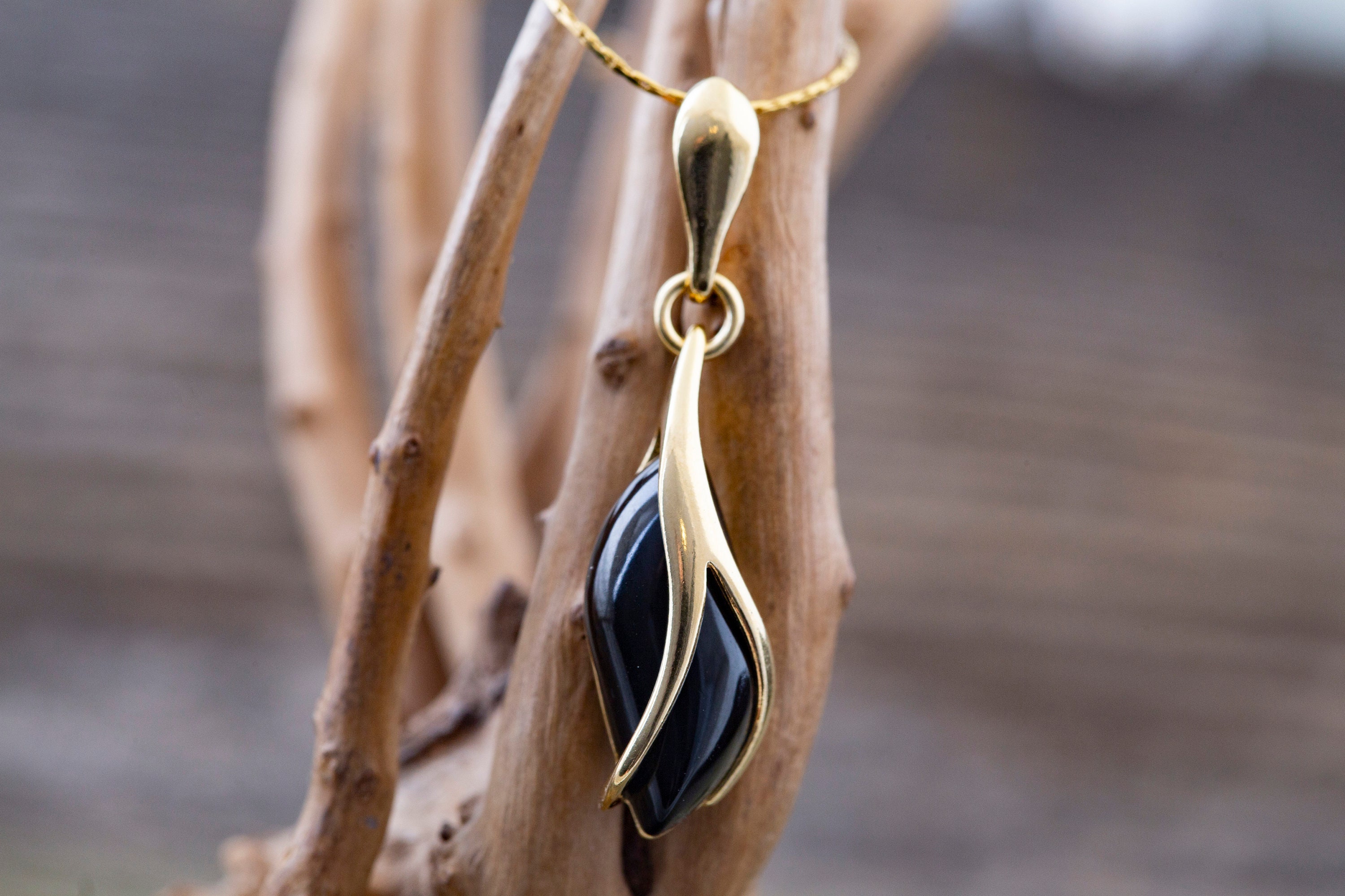 Whitby Jet & Gold. Whitby jet pendant, gold necklace. Perfect gift for ...