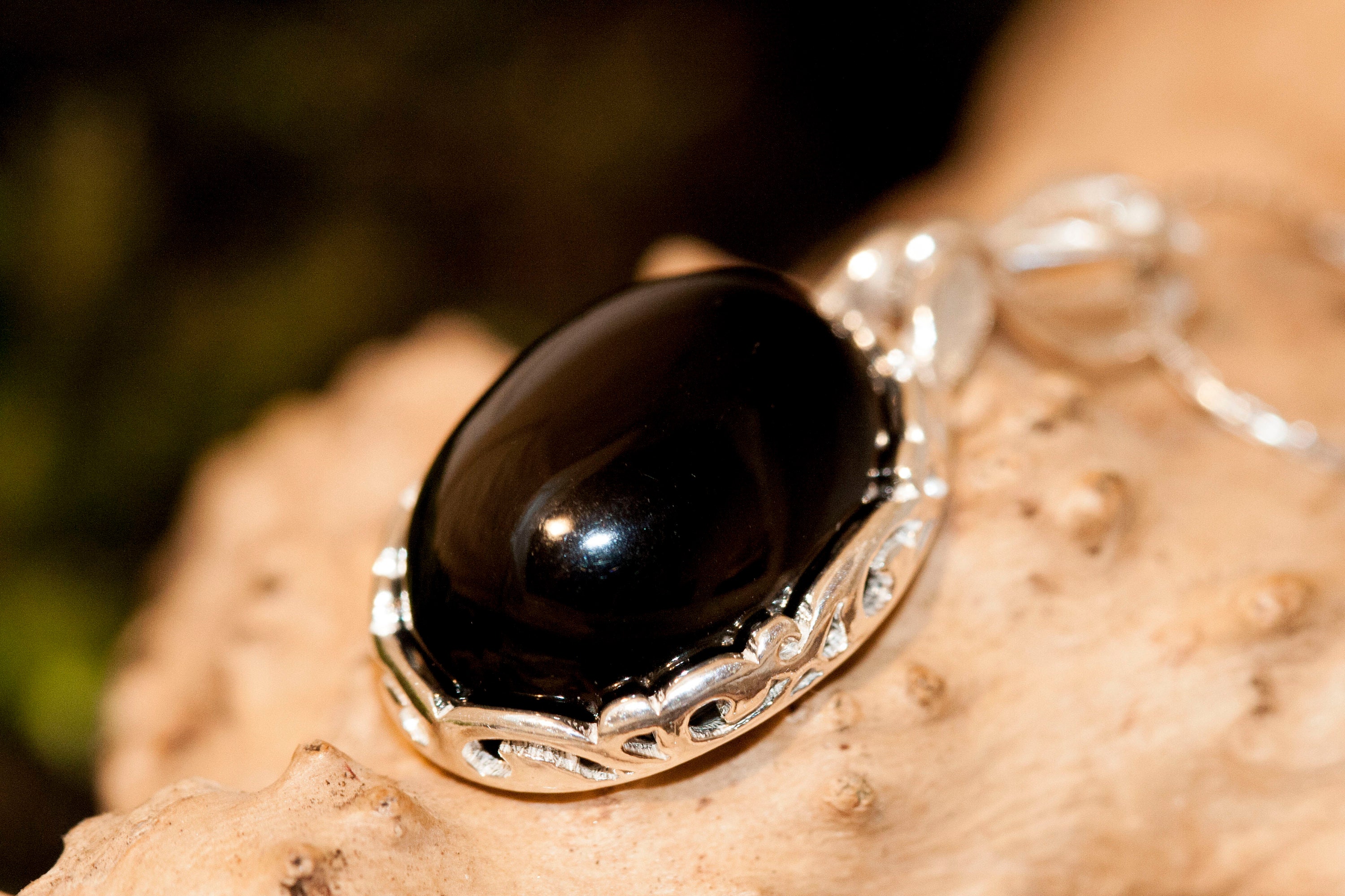 Splendid Whitby Jet Pendant. Sterling Silver Necklace, Original British ...