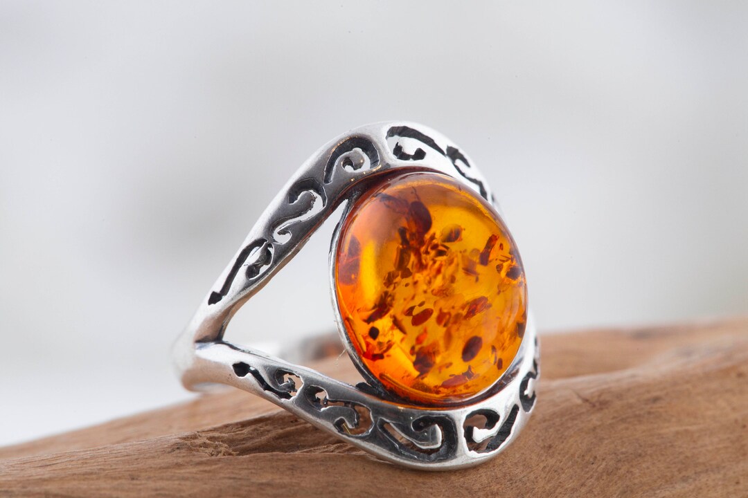 Baltic Amber Ring. Sterling Silver Setting. Viking Jewelry. Unique Ring ...