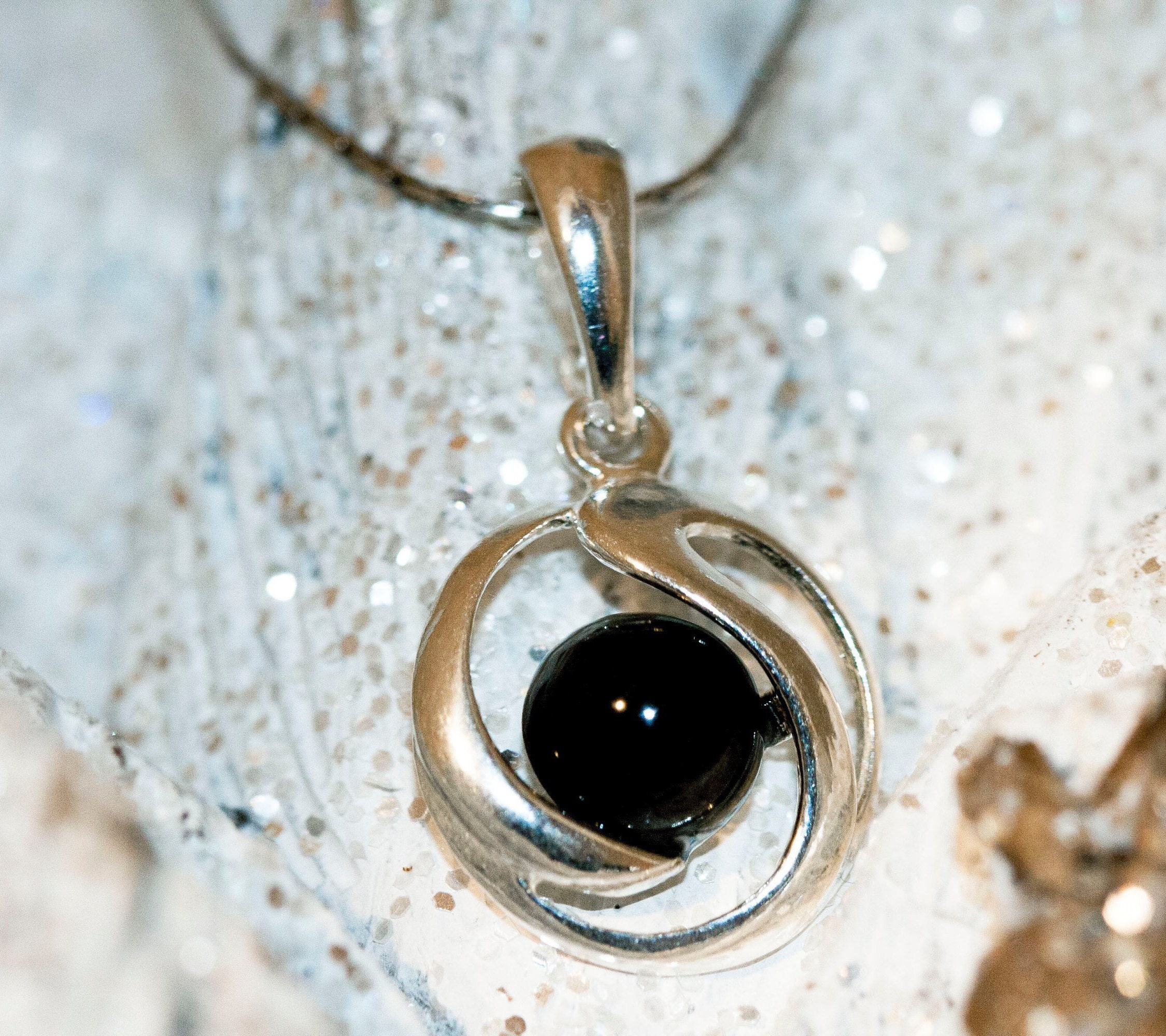 Stunning Whitby Jet Pendant. Sterling Silver Necklace, Original British ...