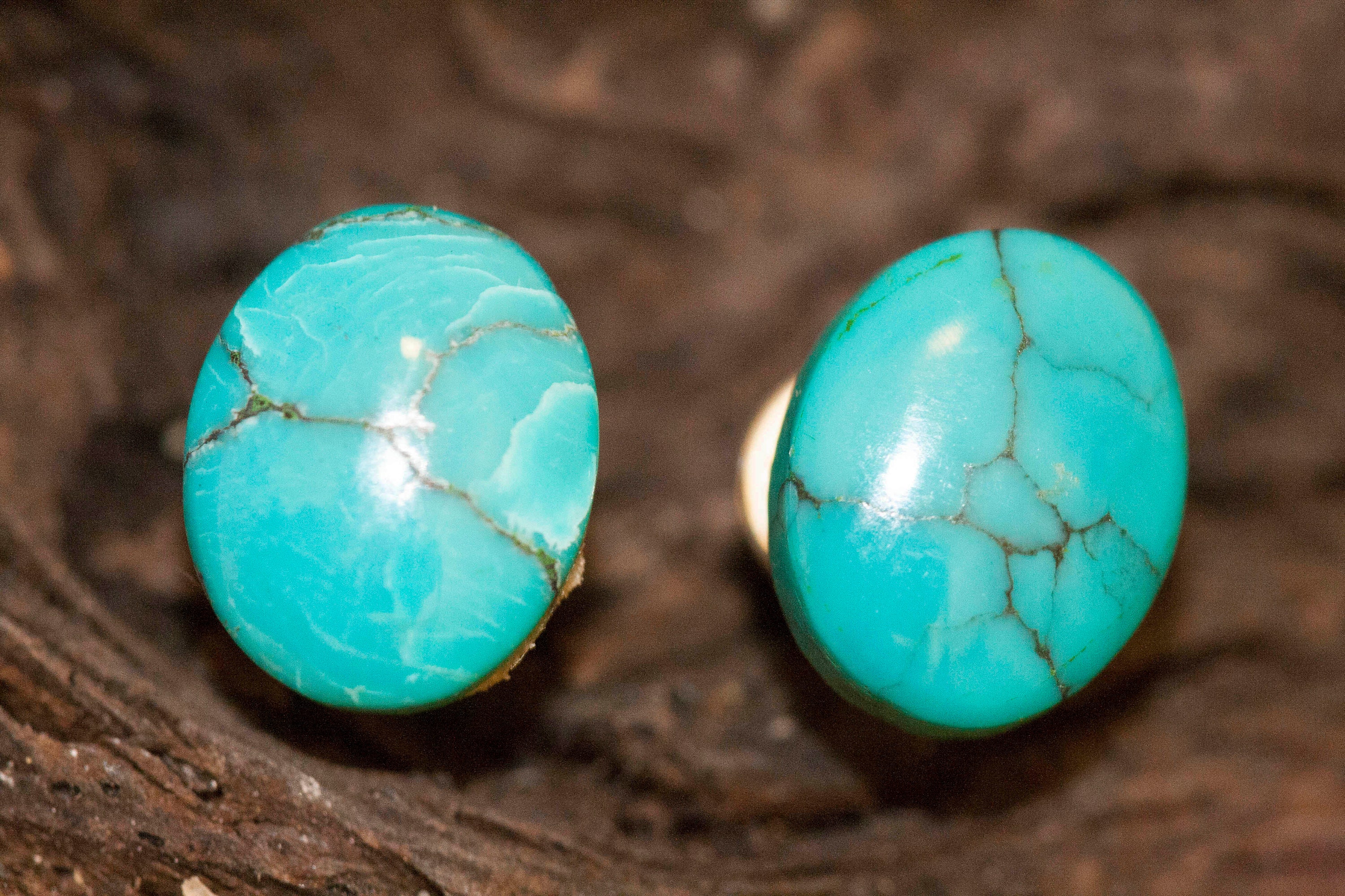 Turquoise earrings fitted in Sterling Silver setting. Blue earrings ...