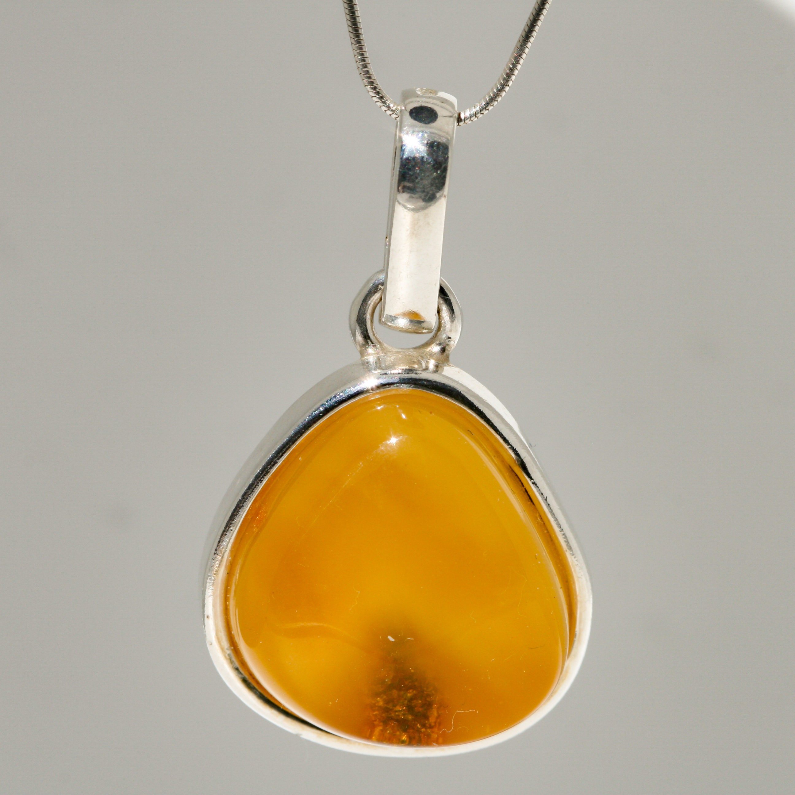 Gorgeous Butterscotch Amber Pendant. Sterling Silver Necklace, Milky ...