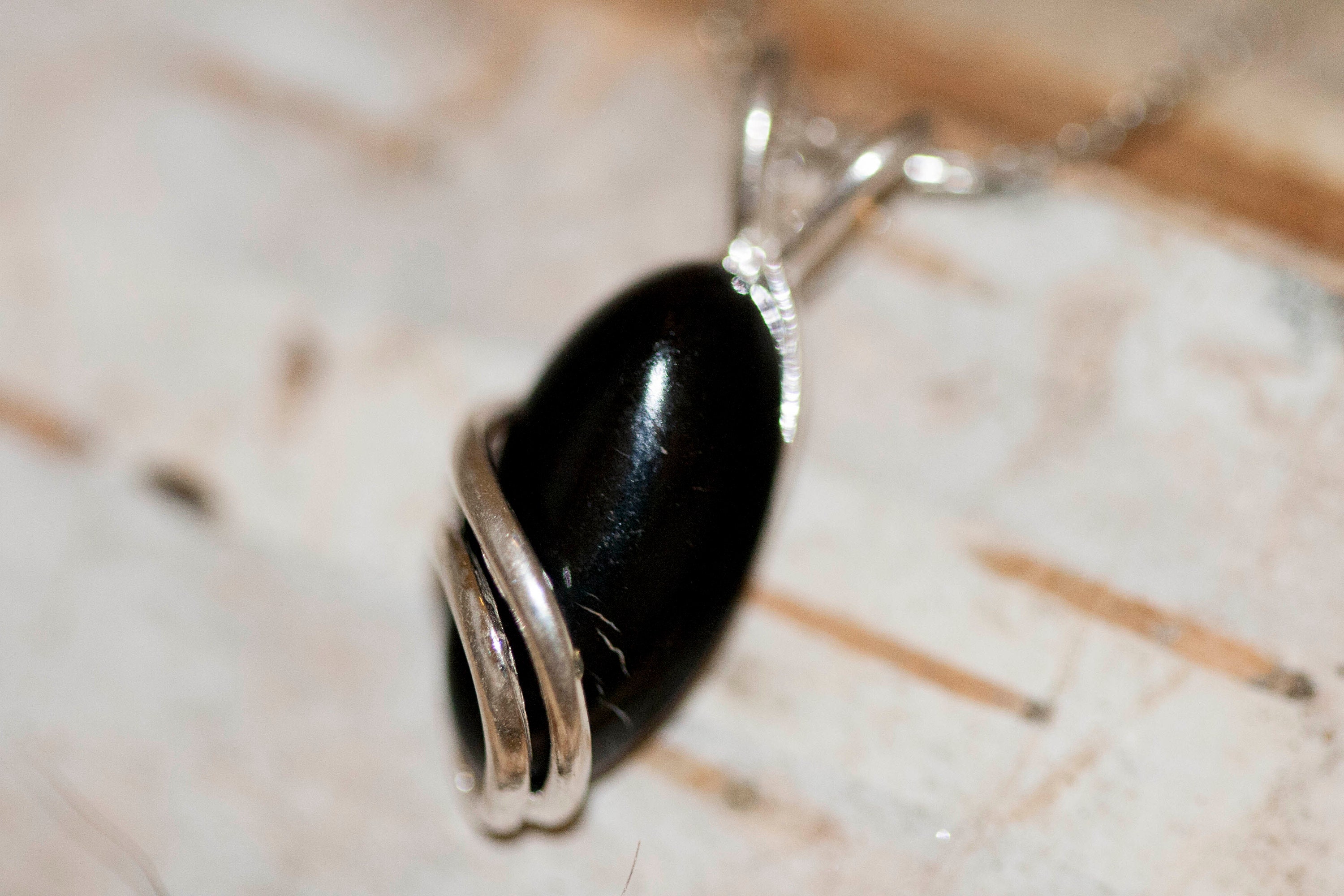 Splendid Whitby Jet Pendant. Sterling Silver Necklace, Original British ...