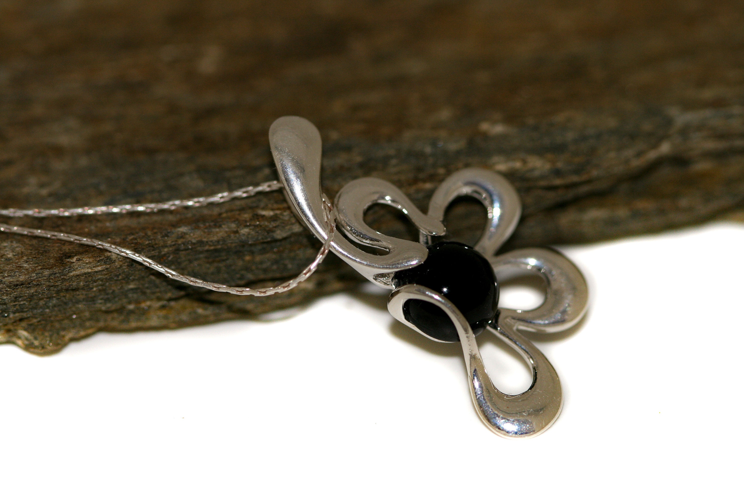 Lovely Whitby Jet Pendant. Sterling Silver Necklace, Original British ...