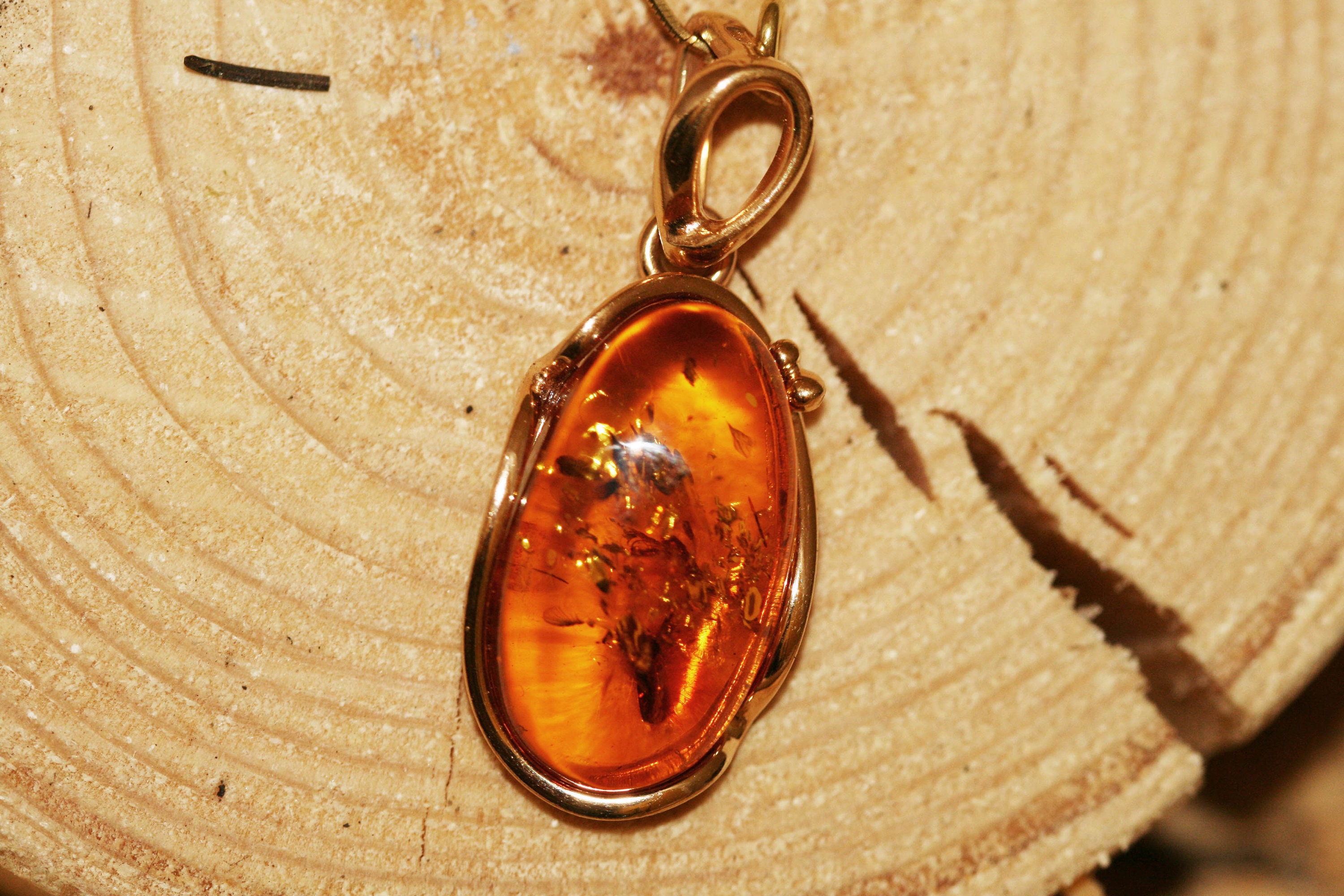 Amber & Gold Pendant. Natural amber necklace. Baltic amber fitted in 14 ...