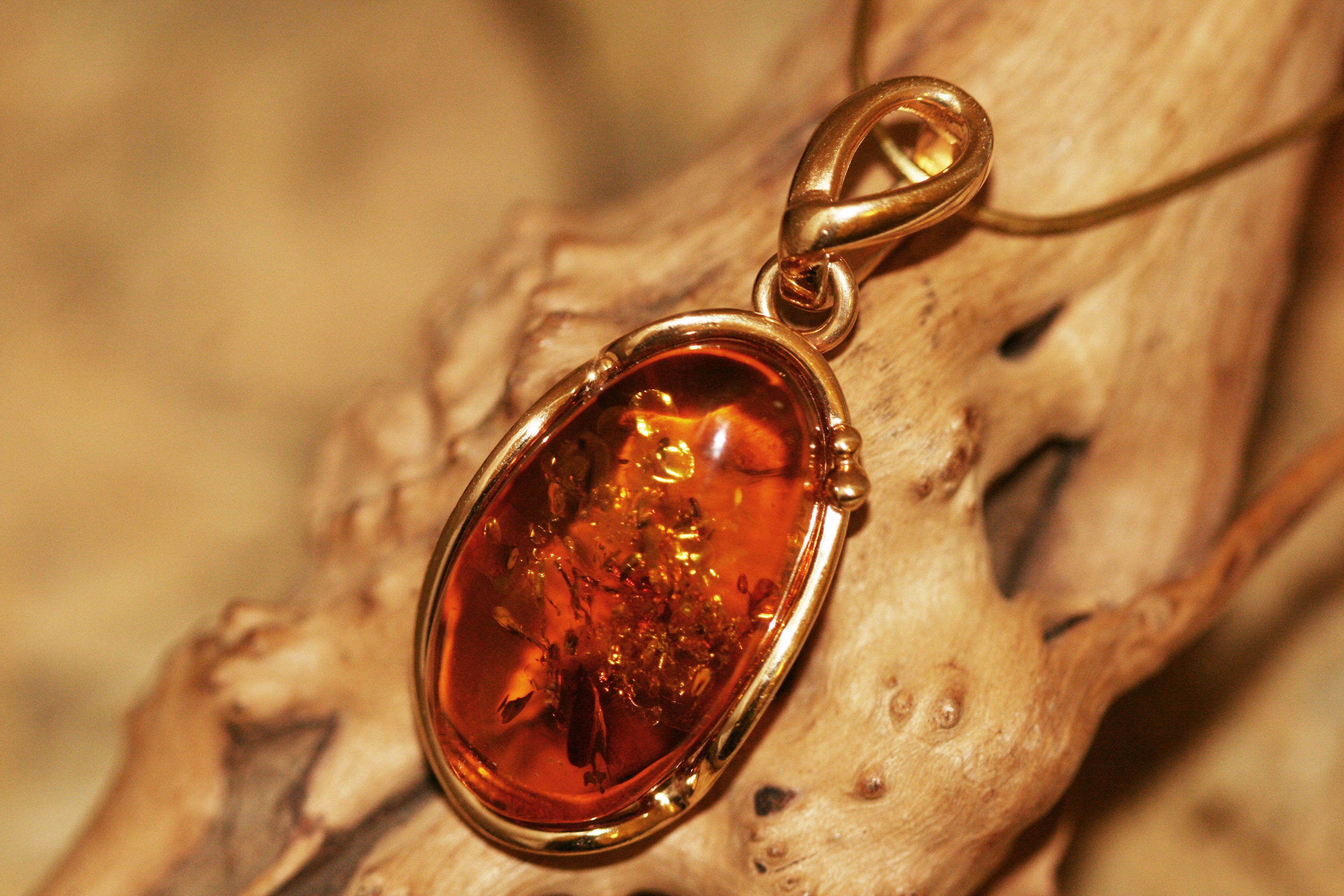 Amber & Gold Pendant. Natural amber necklace. Baltic amber fitted in 14 ...
