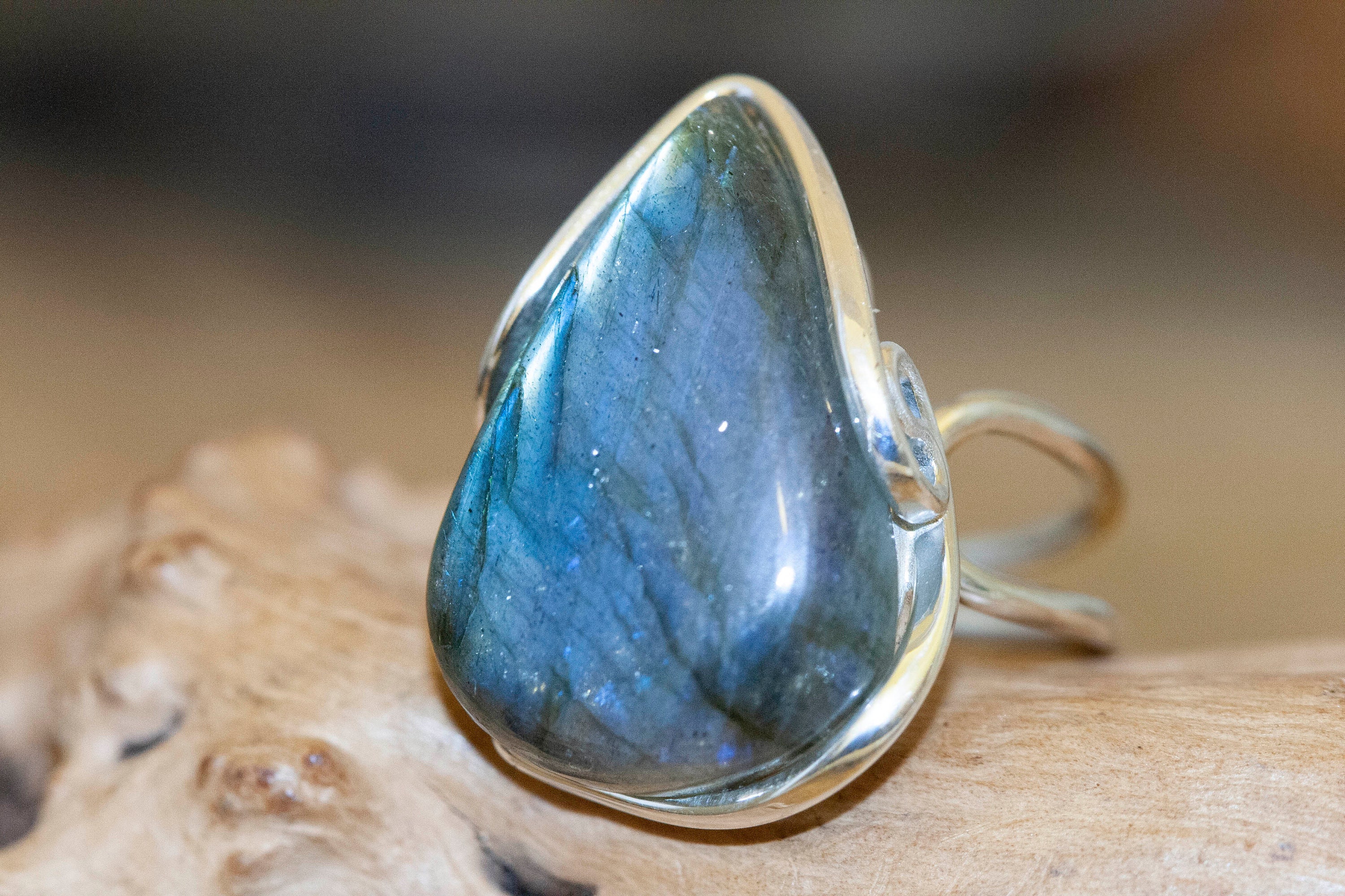 Statement Labradorite Ring fitted in Sterling Silver setting ...