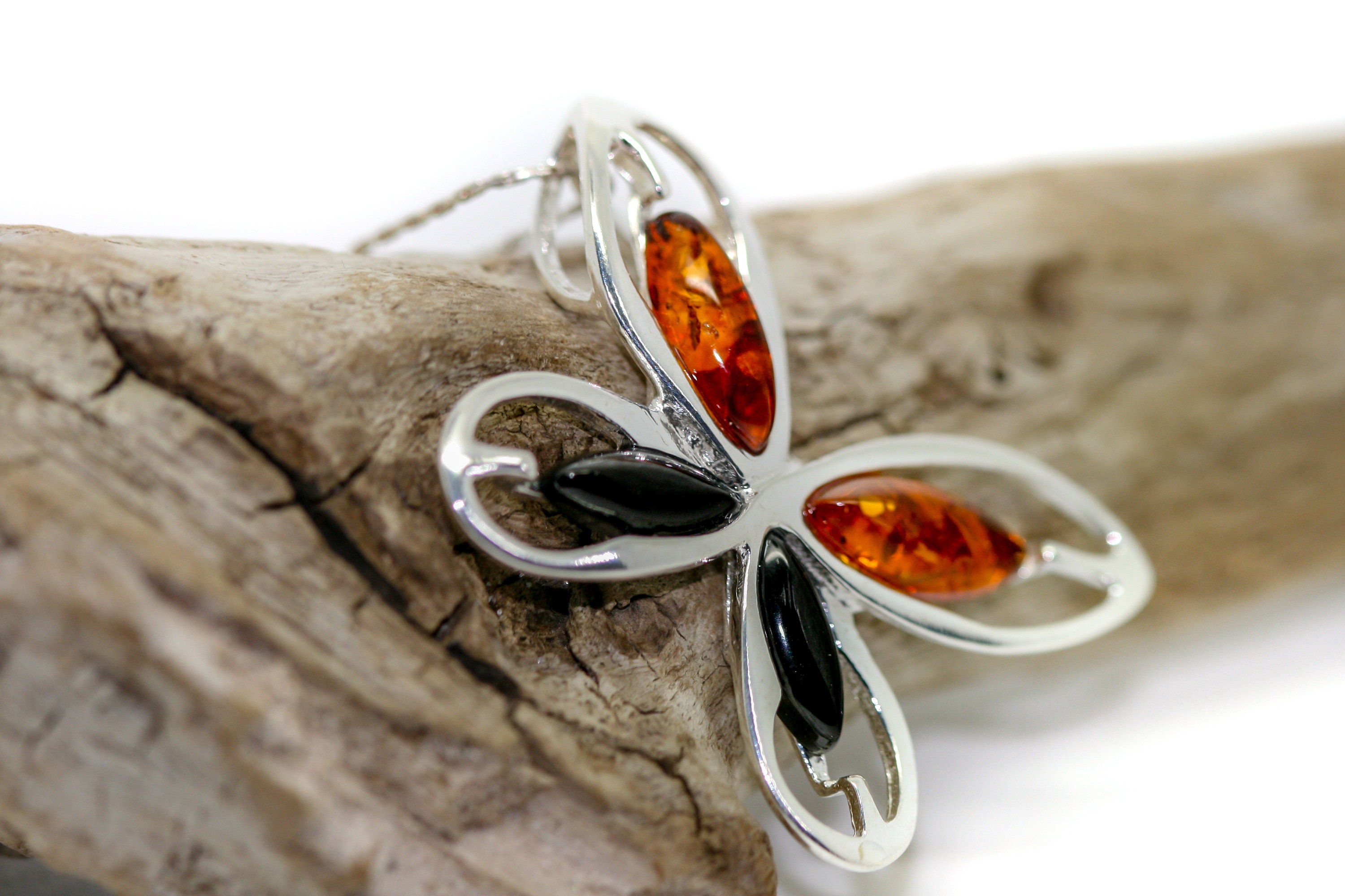 Whitby Jet and Amber pendant. Sterling Silver Pendant, British ...