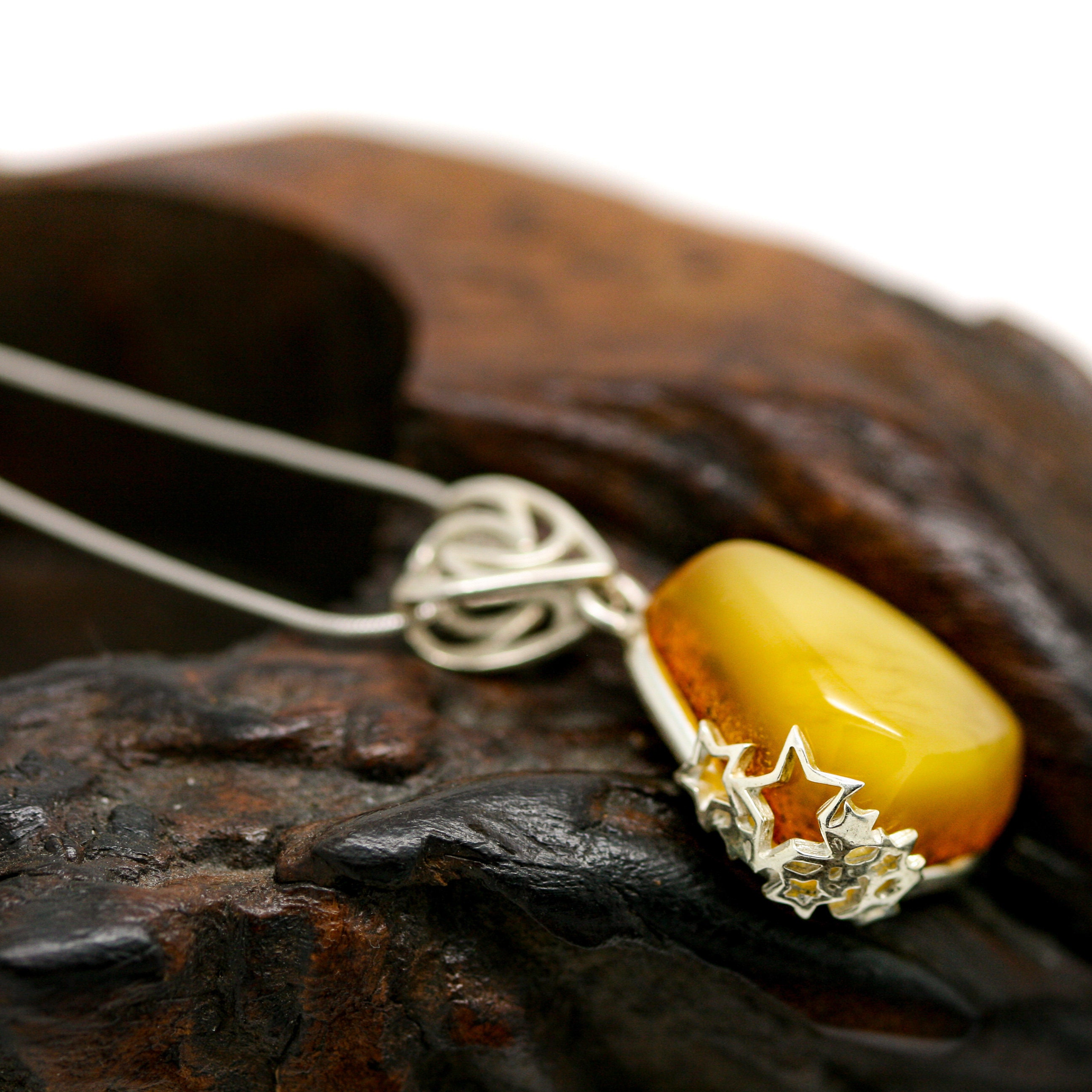 Pretty Butterscotch Amber Pendant. Sterling Silver Necklace, Milky ...