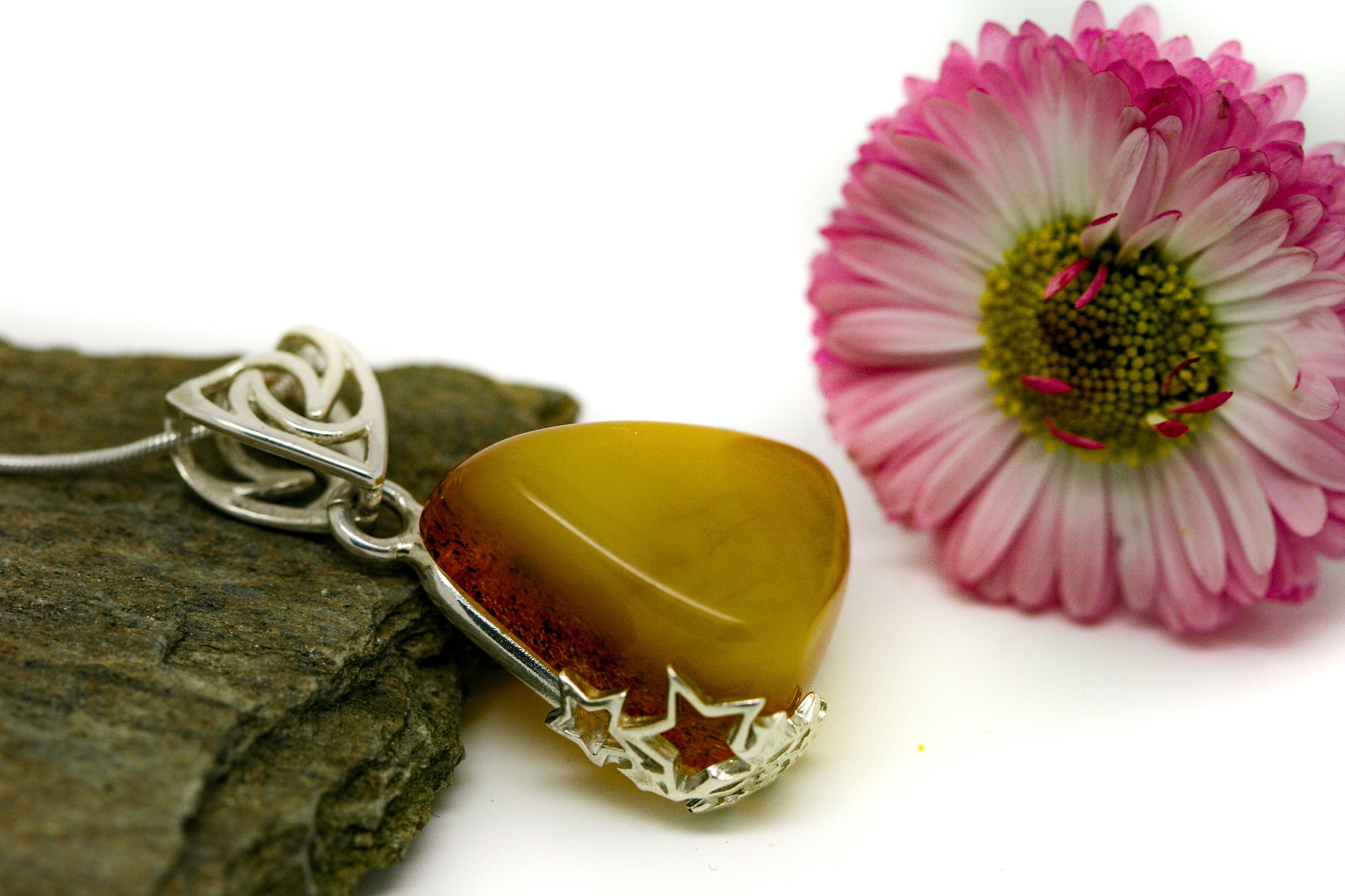 Pretty Butterscotch Amber Pendant. Sterling Silver Necklace, Milky ...