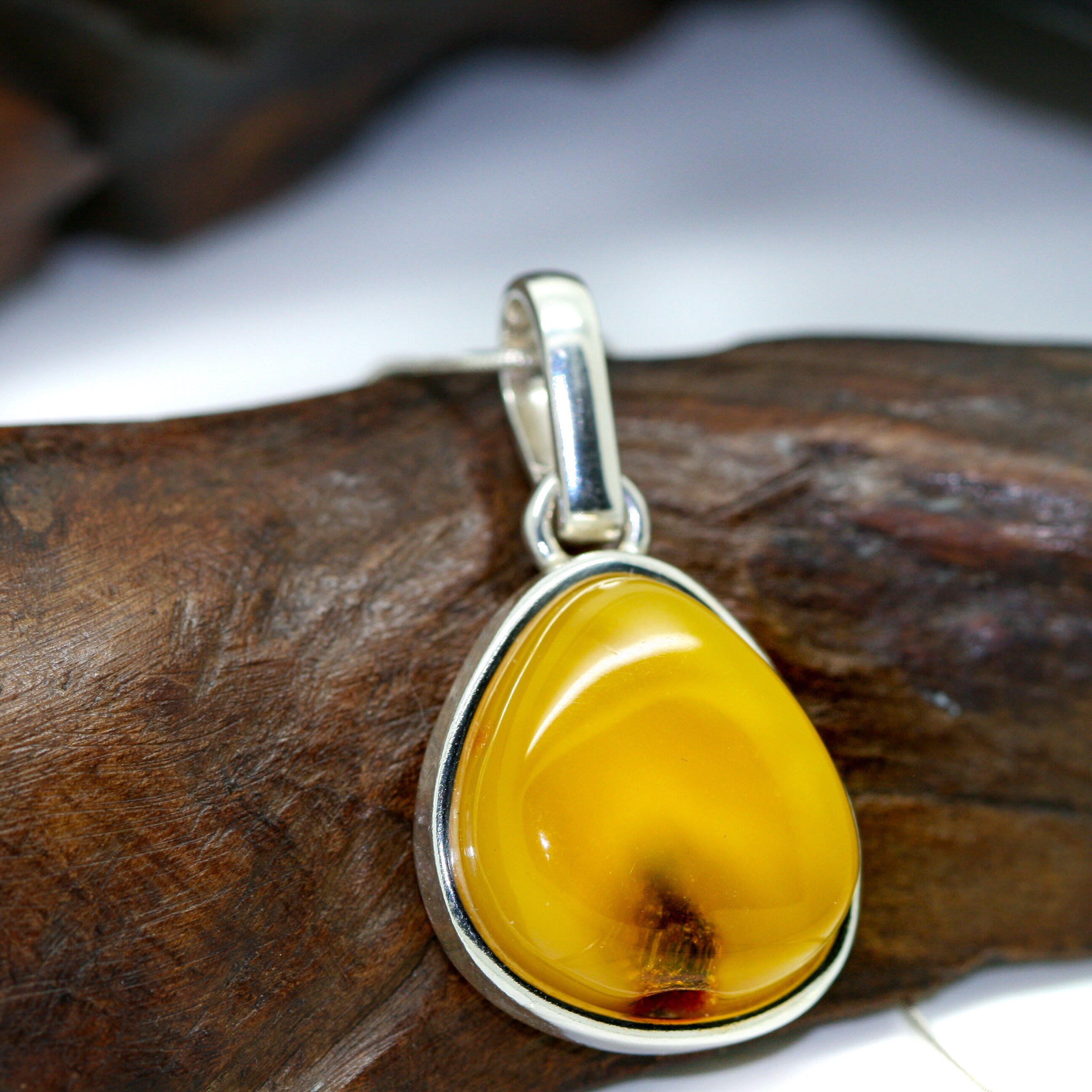 Gorgeous Butterscotch Amber Pendant. Sterling Silver Necklace, Milky ...