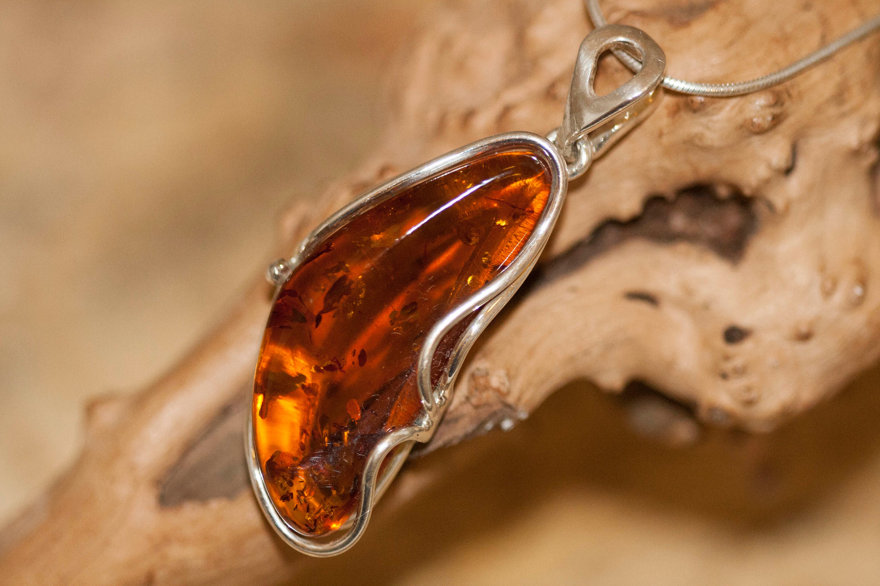 Amber Pendant in Sterling Silver. Amber necklace, silver pendant ...