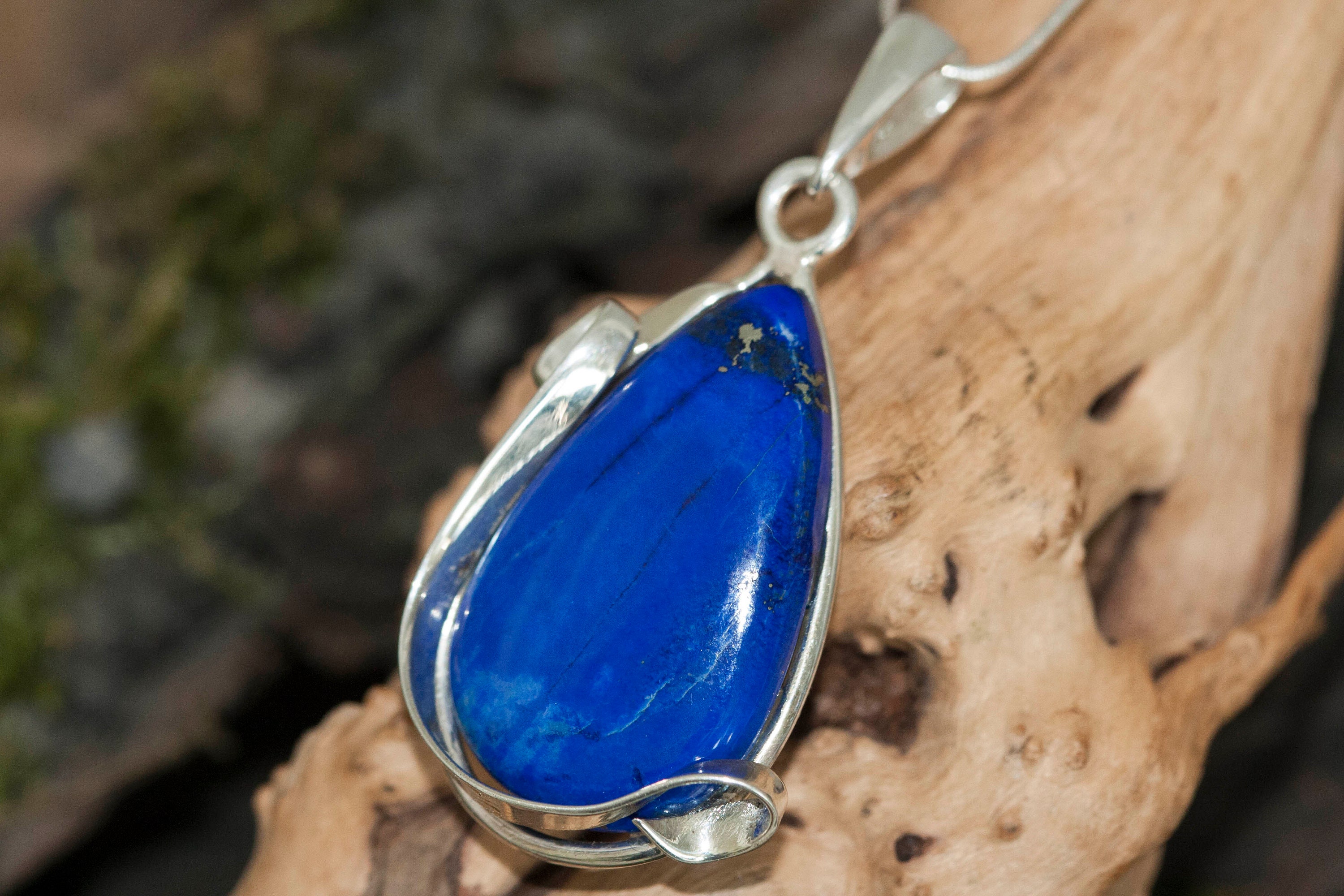 Amazing Lapis Lazuli Pendant Fitted In Sterling Silver Setting Lapis