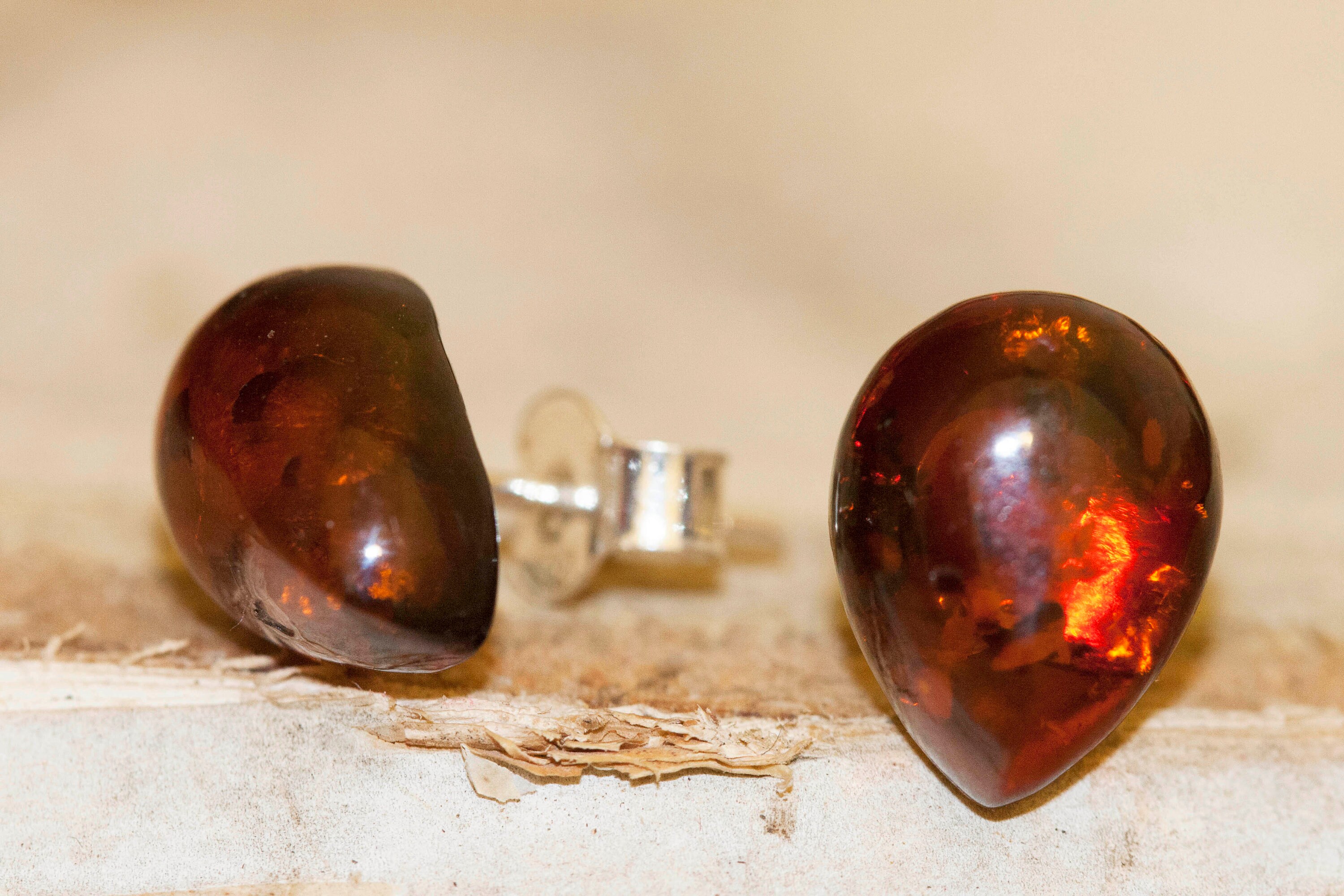 Dark cognac Amber Earrings in Sterling Silver,studs, Baltic amber stud ...