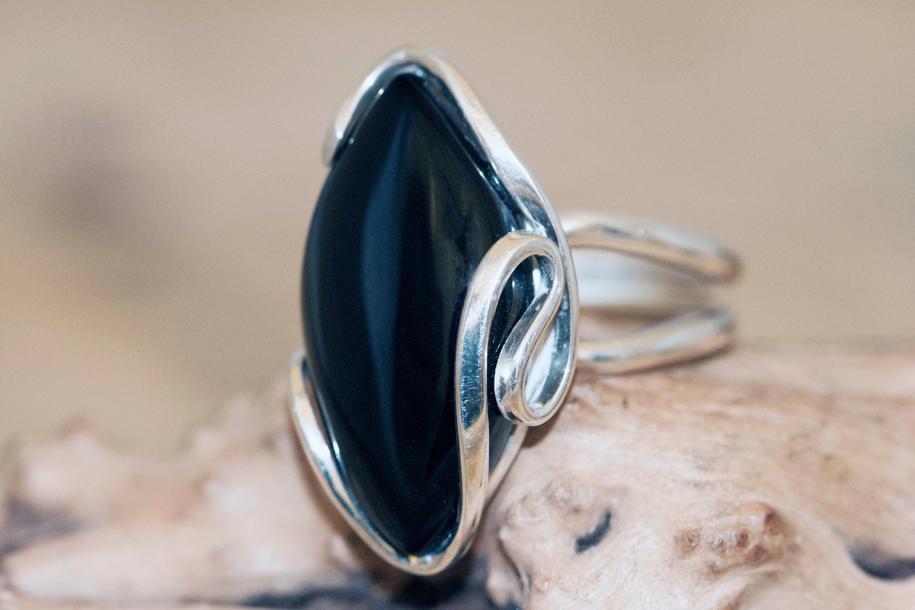Black Onyx Ring fitted in Sterling Silver setting. Onyx ring. Onyx and ...
