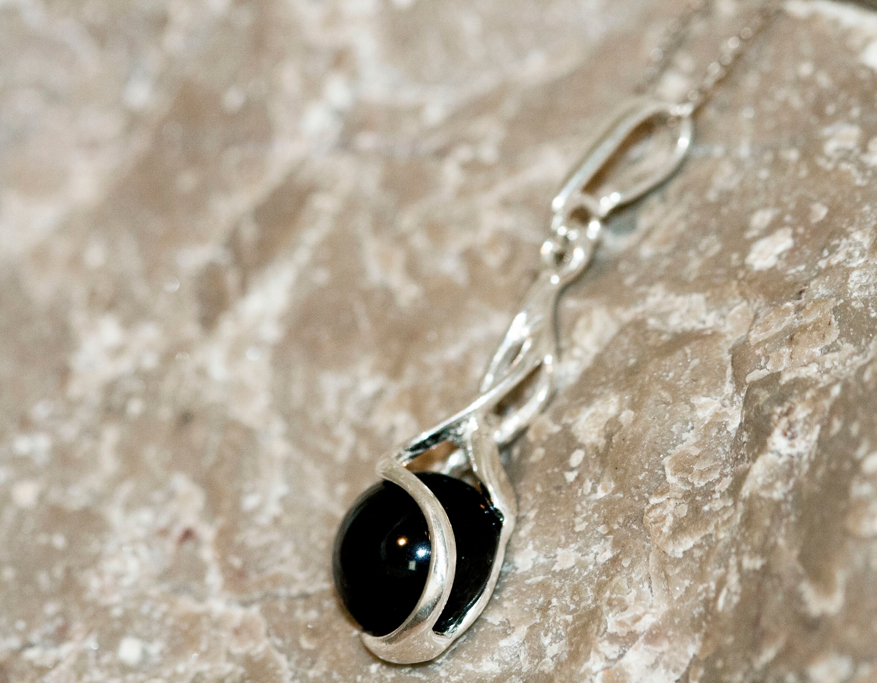 Stunning Whitby Jet Pendant. Sterling Silver Necklace, Original British ...