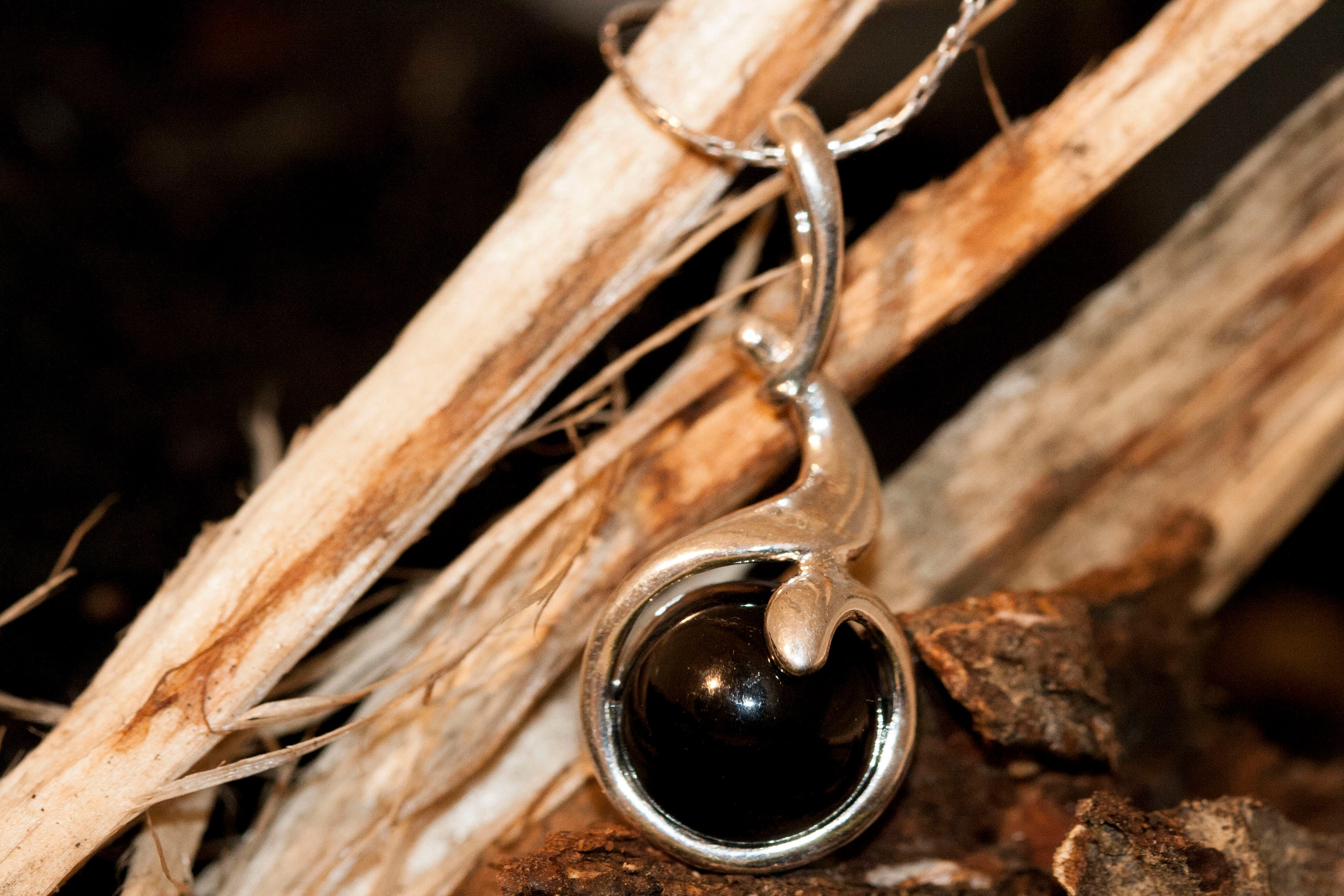 Stunning Whitby Jet Pendant. Sterling Silver Necklace, Original British ...