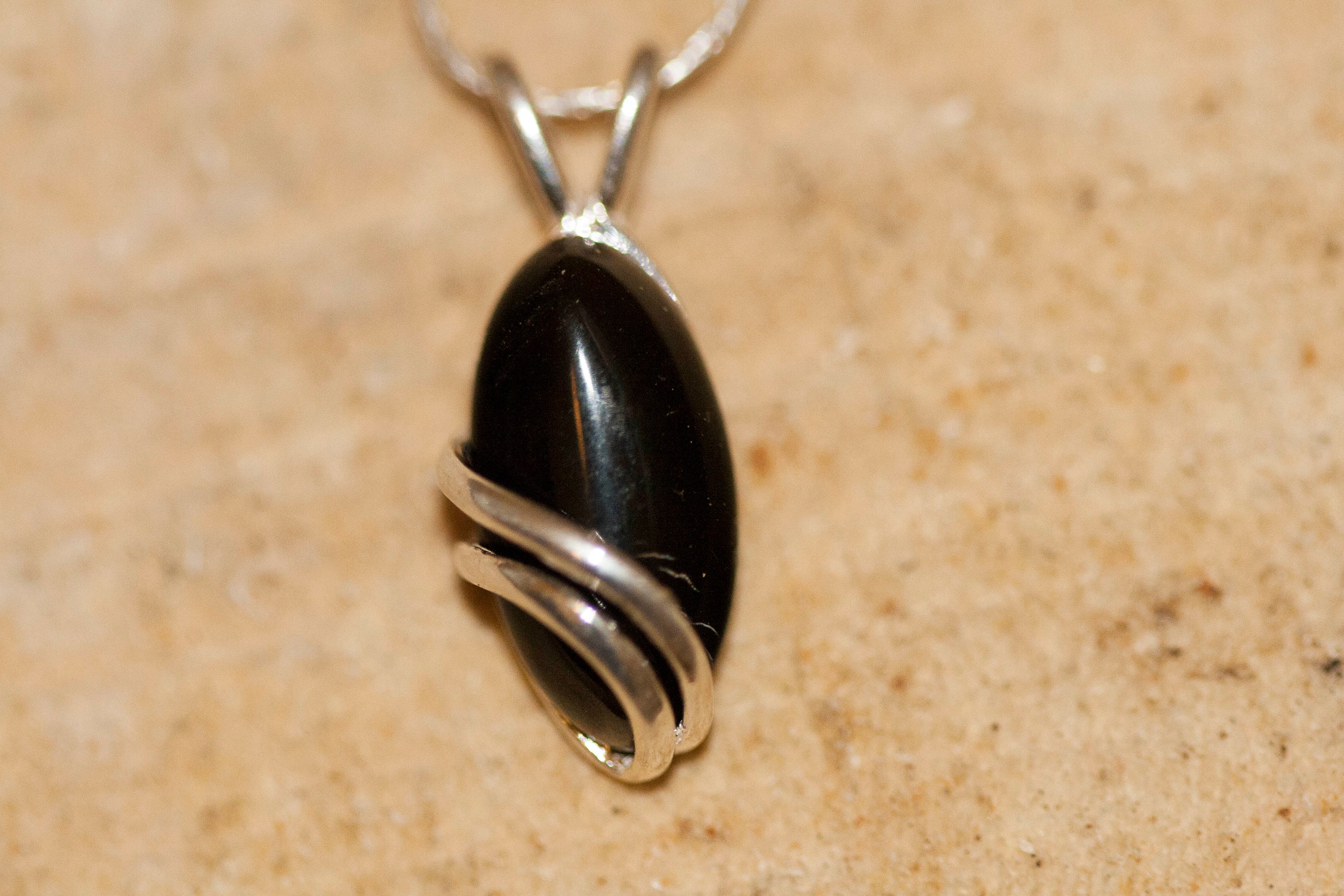 Splendid Whitby Jet Pendant. Sterling Silver Necklace, Original British ...