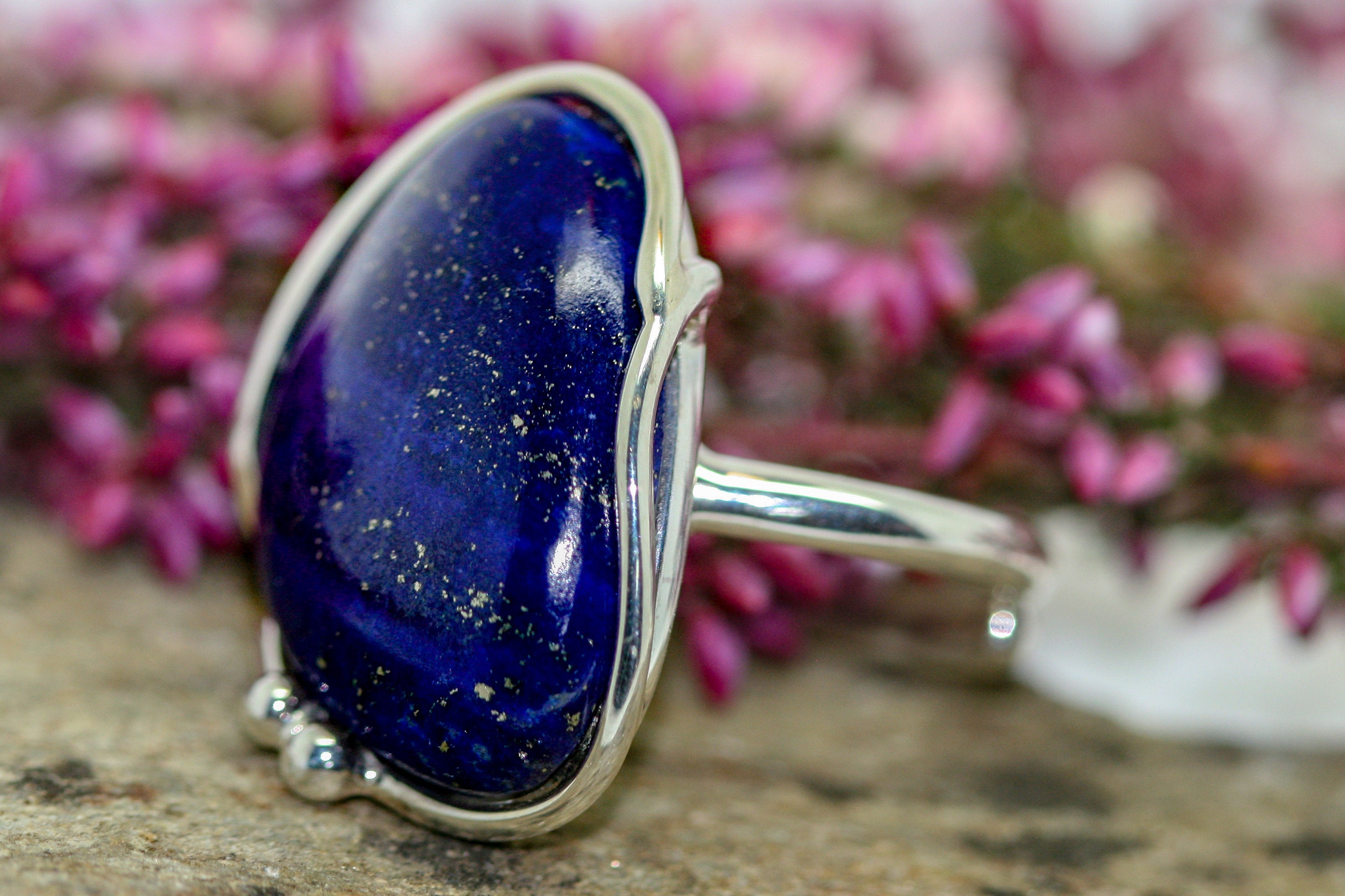Statement Lapis Lazuli Ring fitted in Sterling Silver setting. Lapis ...