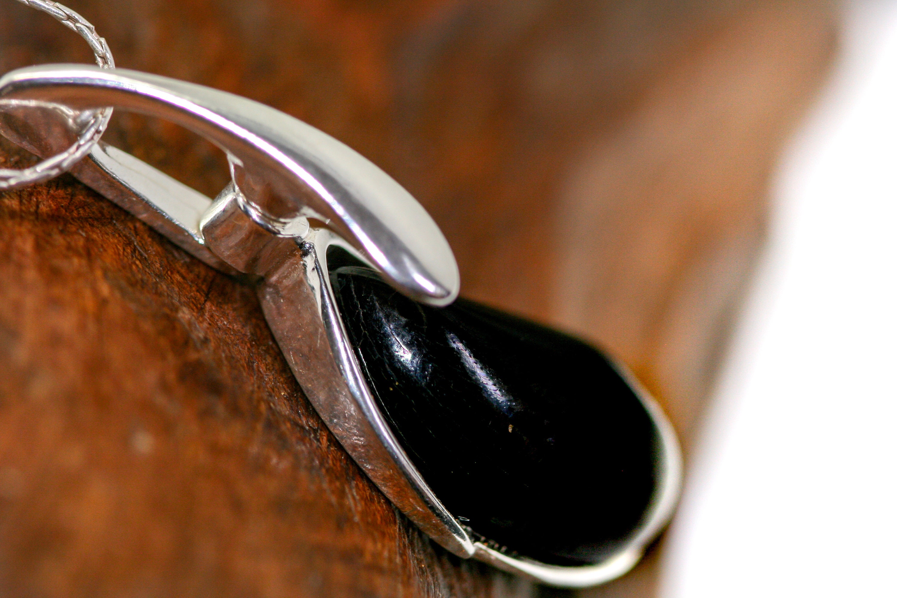 Splendid Whitby Jet Pendant. Sterling Silver Necklace, Original British ...