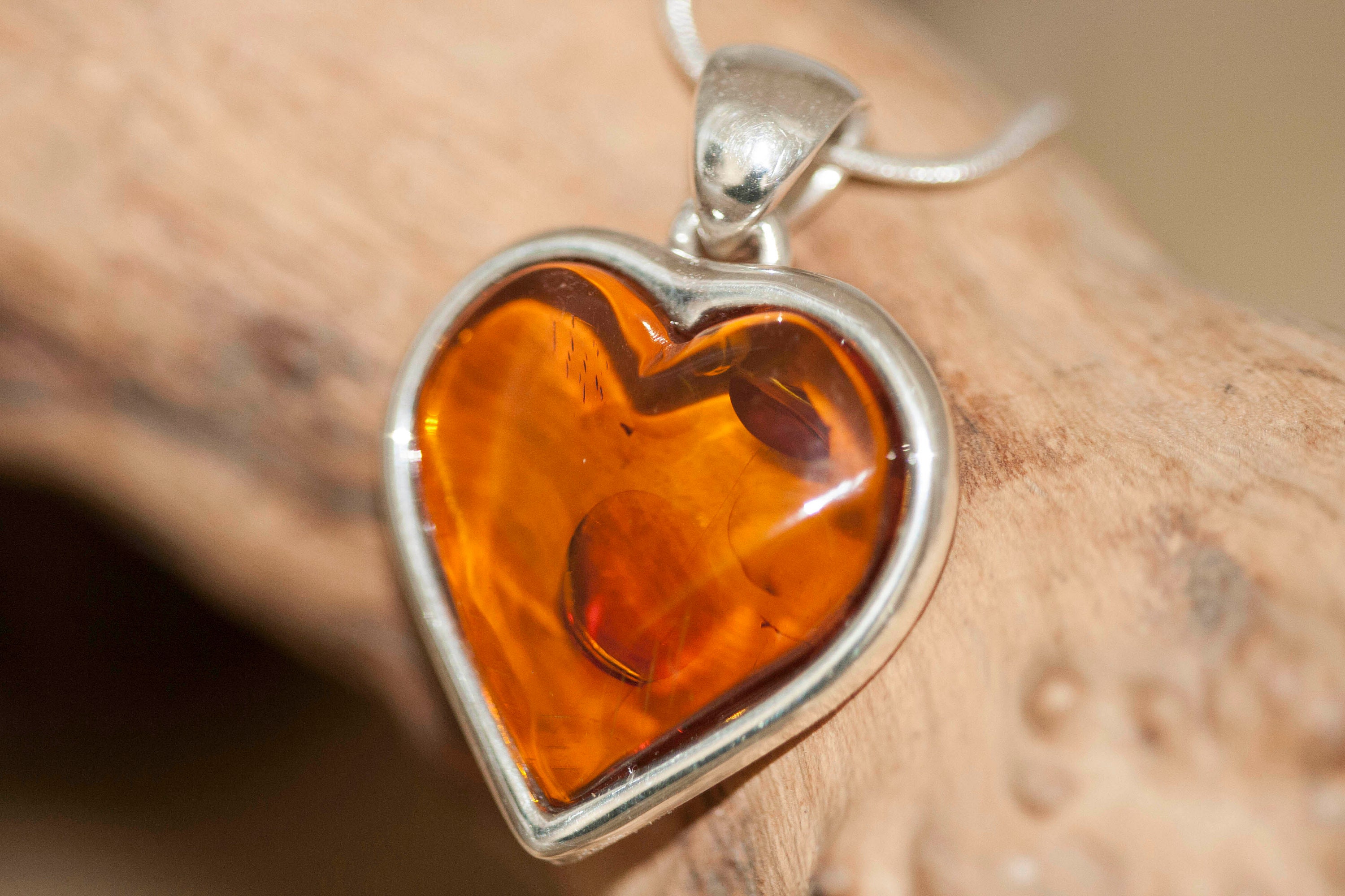 Heart Amber Pendant in Sterling Silver. Amber necklace, silver pendant ...