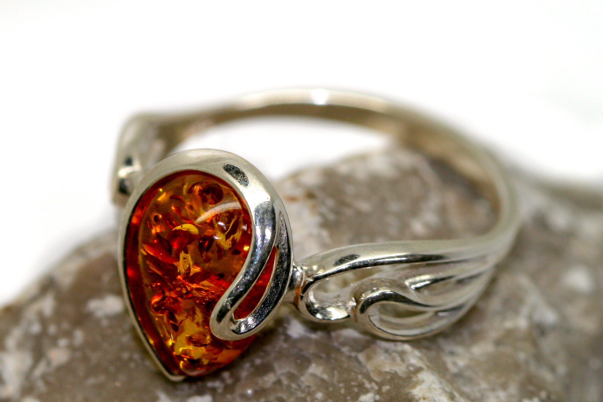 Baltic amber ring. Cognac piece of Baltic amber in sterling silver ...