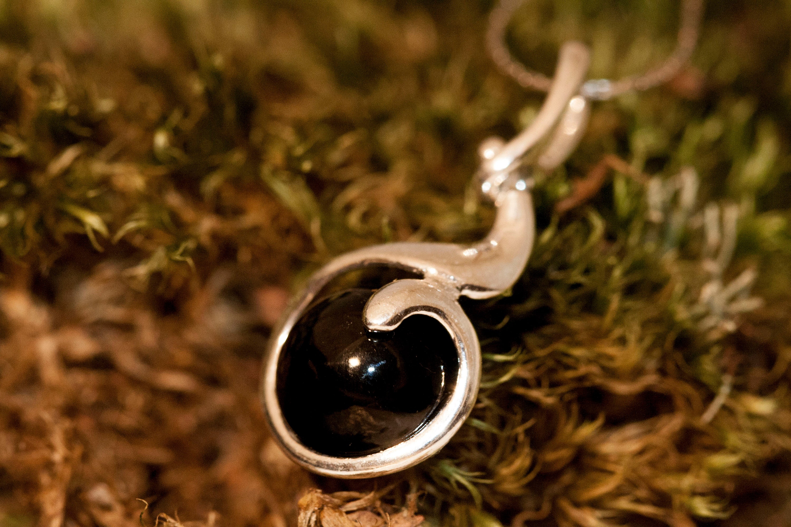 Stunning Whitby Jet Pendant. Sterling Silver Necklace, Original British ...