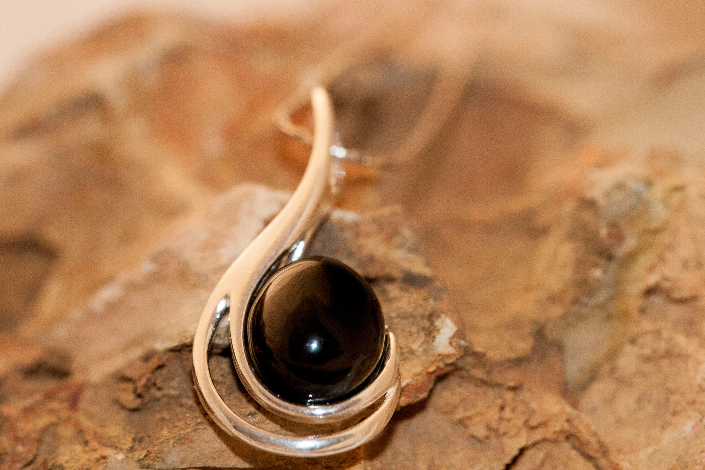 Stunning Whitby Jet Pendant. Sterling Silver Necklace, Original British ...