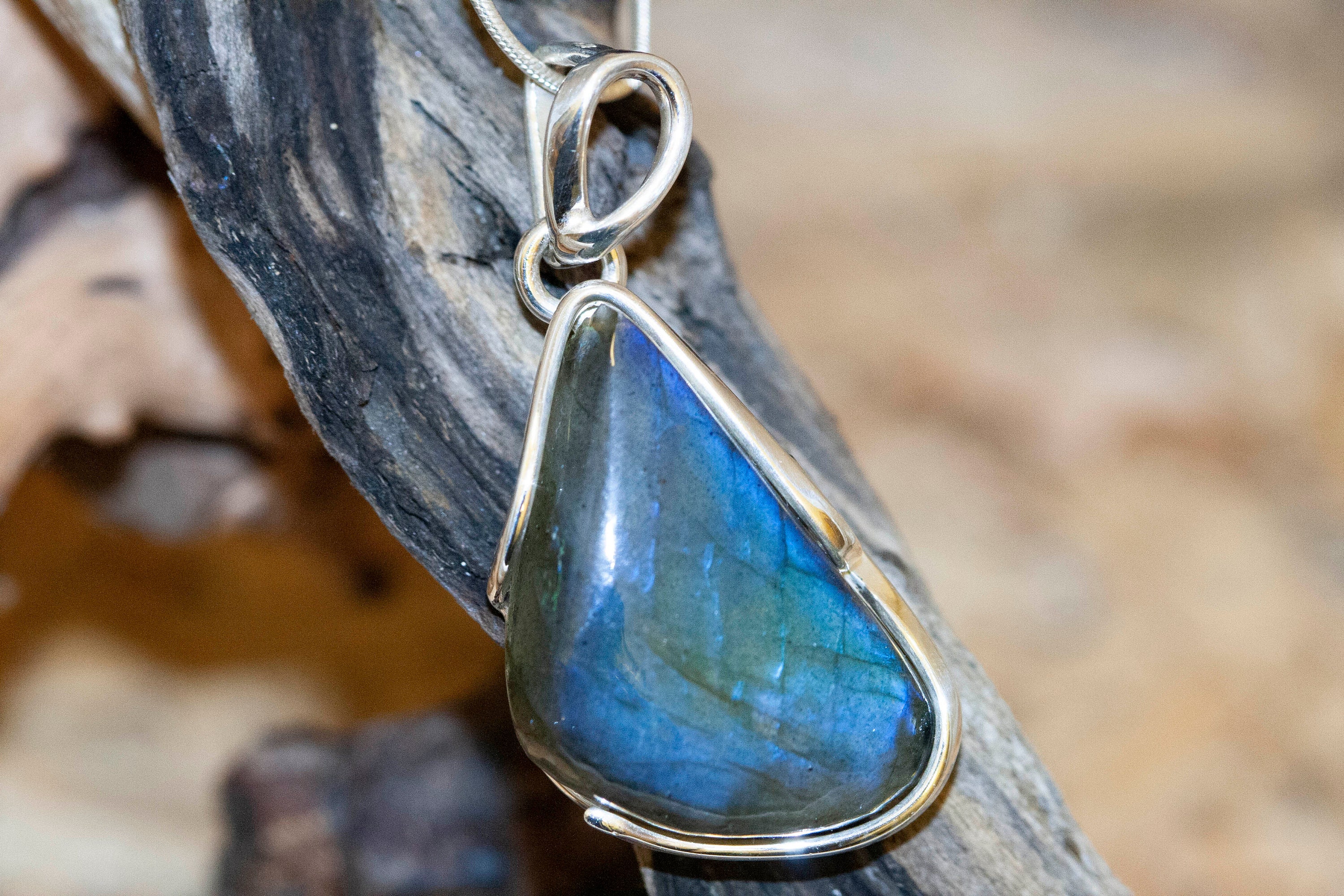 Stunning Labradorite Pendant. Sterling Silver Necklace, Long pendant ...