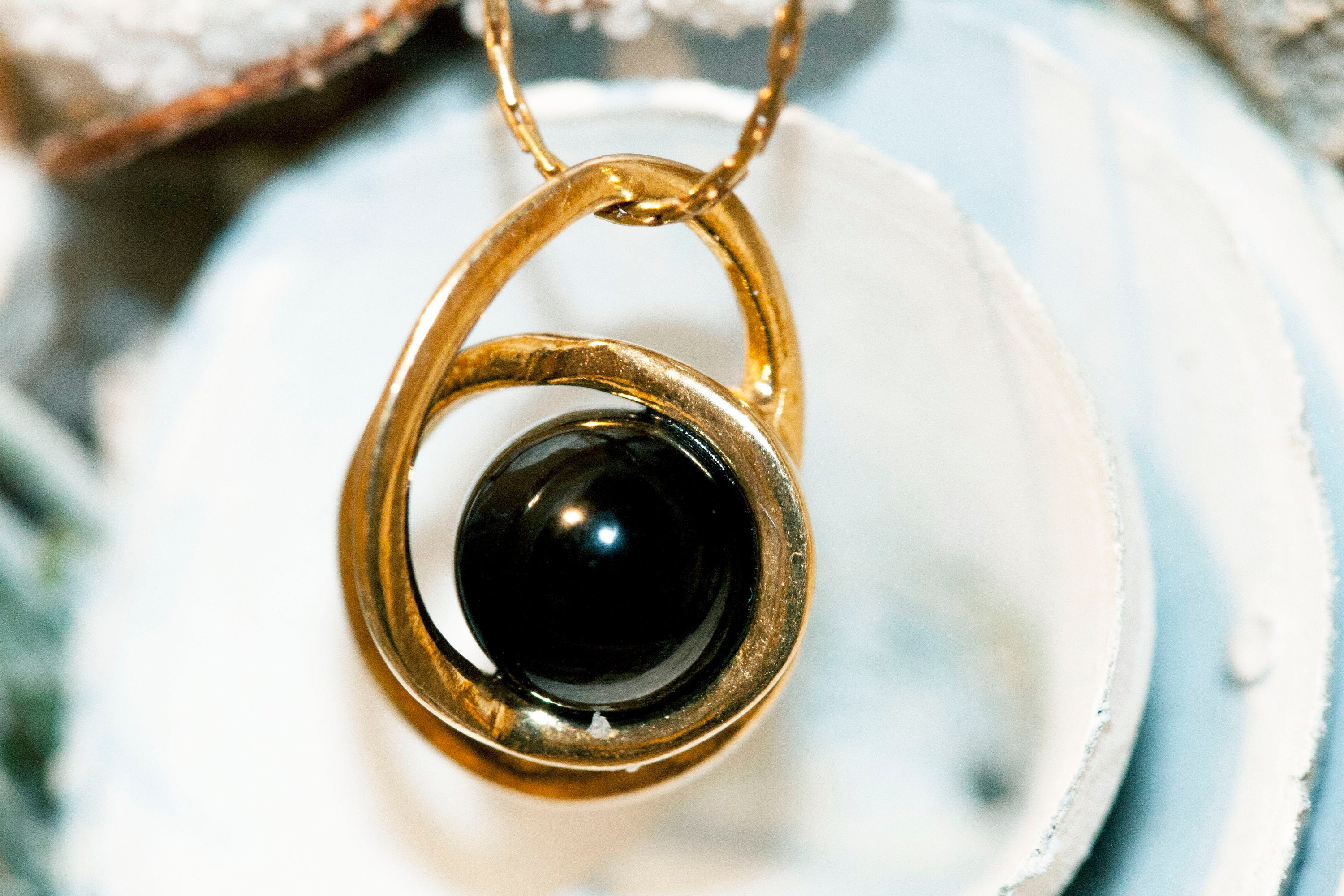 Whitby jet & Gold. Whitby jet pendant, gold necklace. Perfect gift for ...