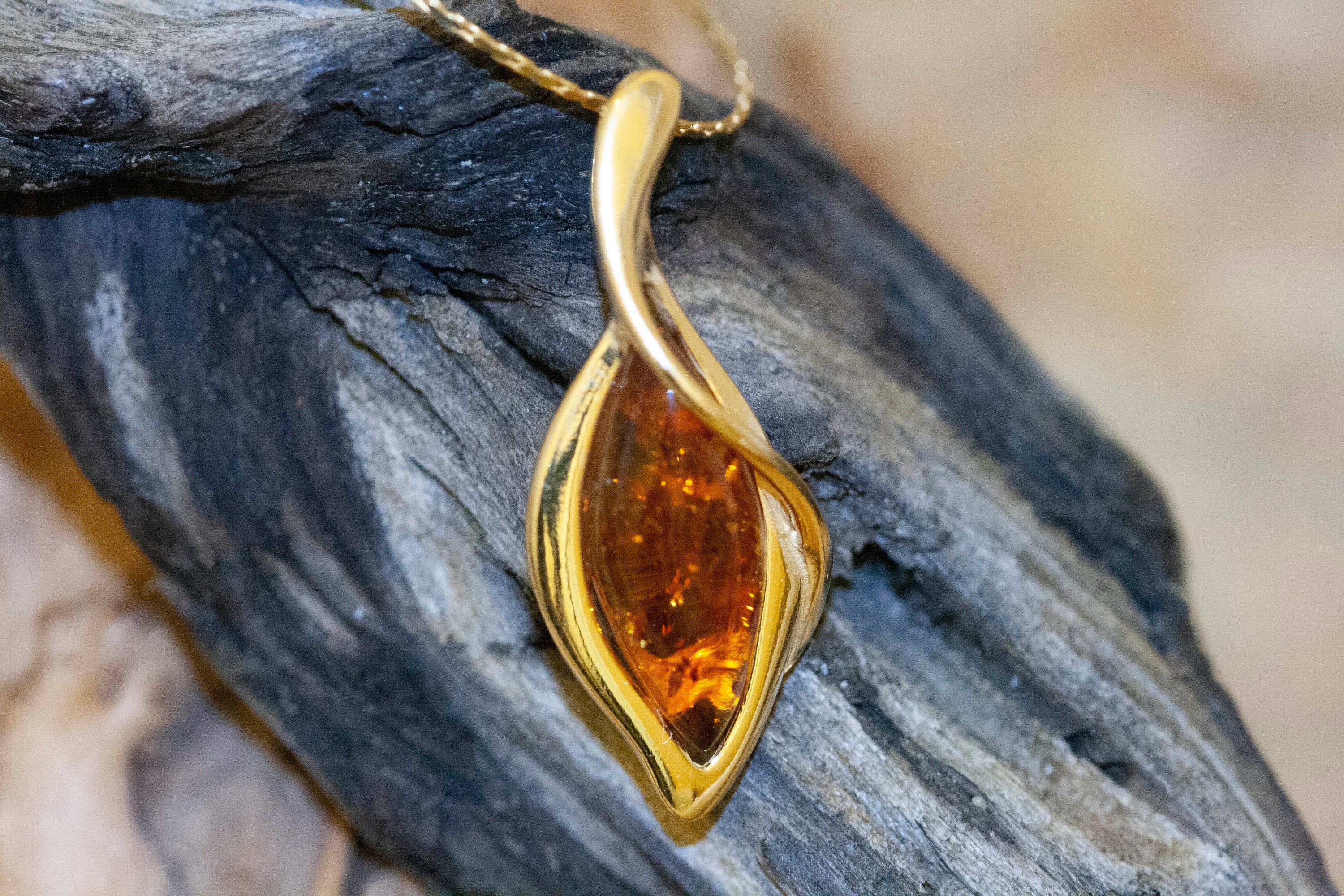 Amber & Gold. Baltic amber pendant, gold necklace. Perfect gift for her ...