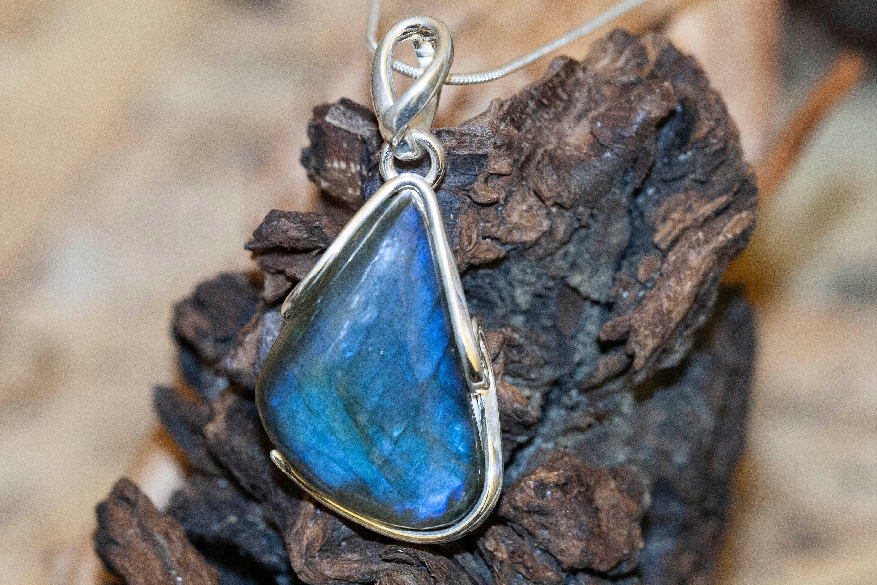 Stunning Labradorite Pendant. Sterling Silver Necklace, Long pendant ...