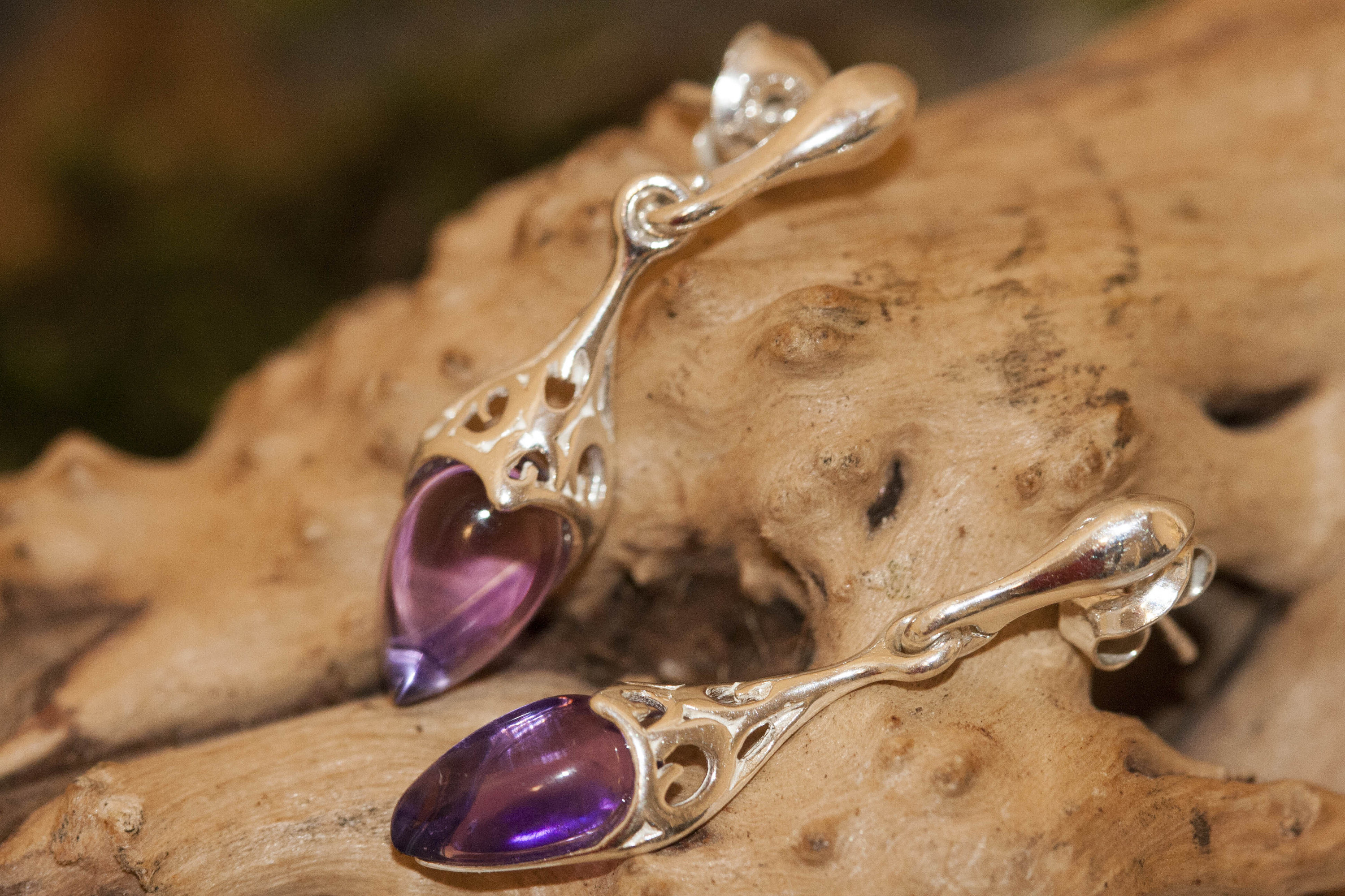 Amethyst Earrings fitted in a Sterling Silver. Dangle amethyst earrings ...
