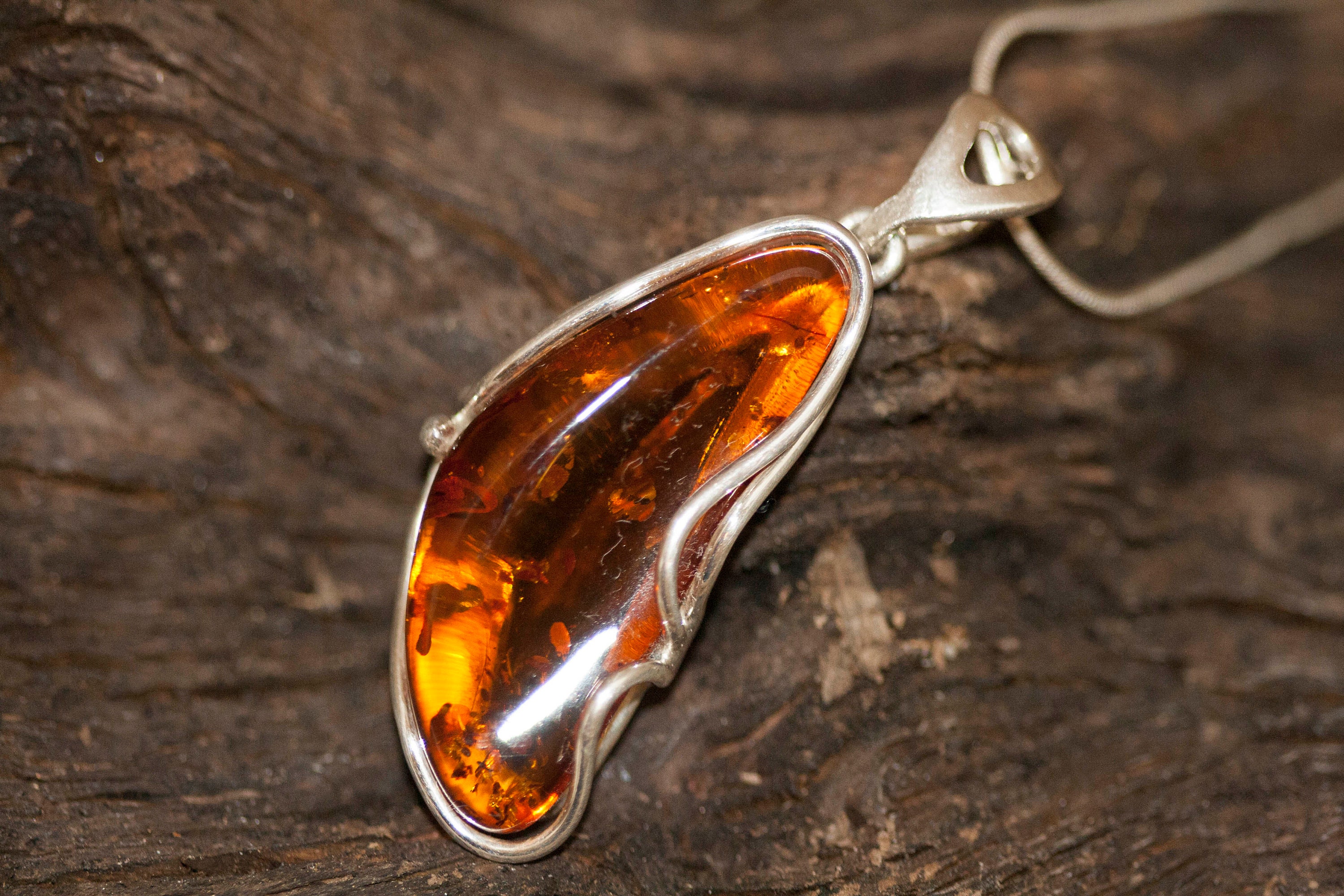 Amber Pendant in Sterling Silver. Amber necklace, silver pendant ...