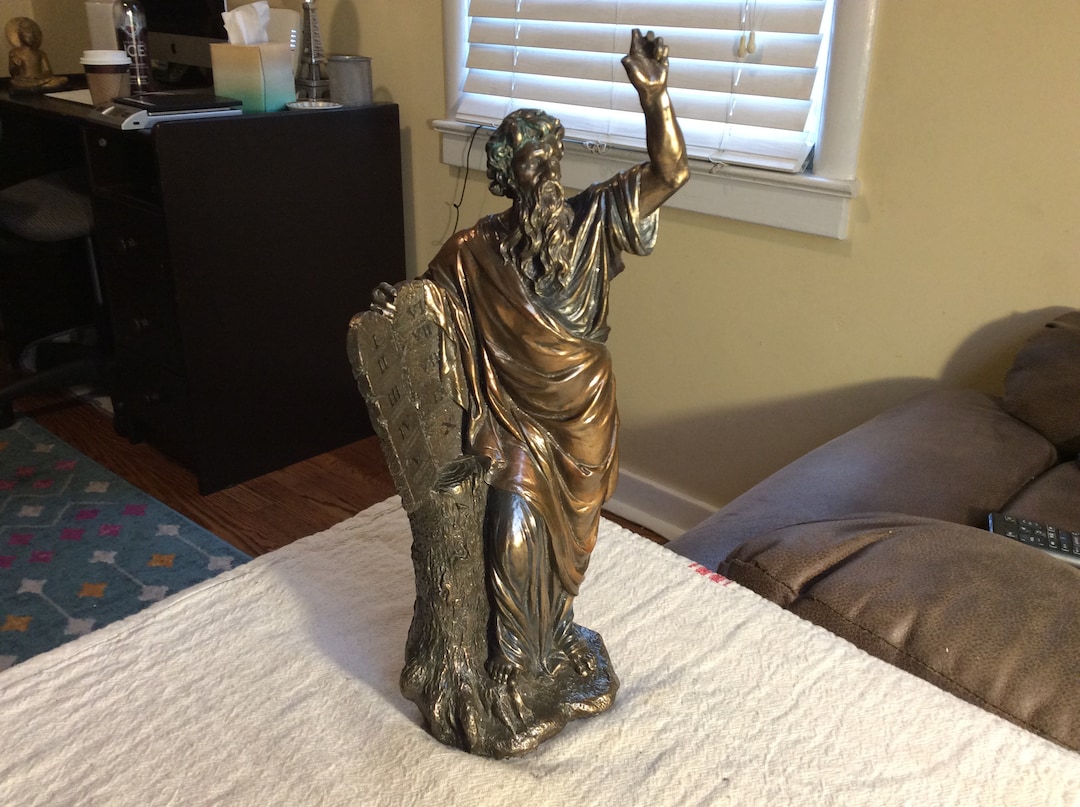 Vintage Gold Casted Bronze Moses Statue With Commandmends - Etsy