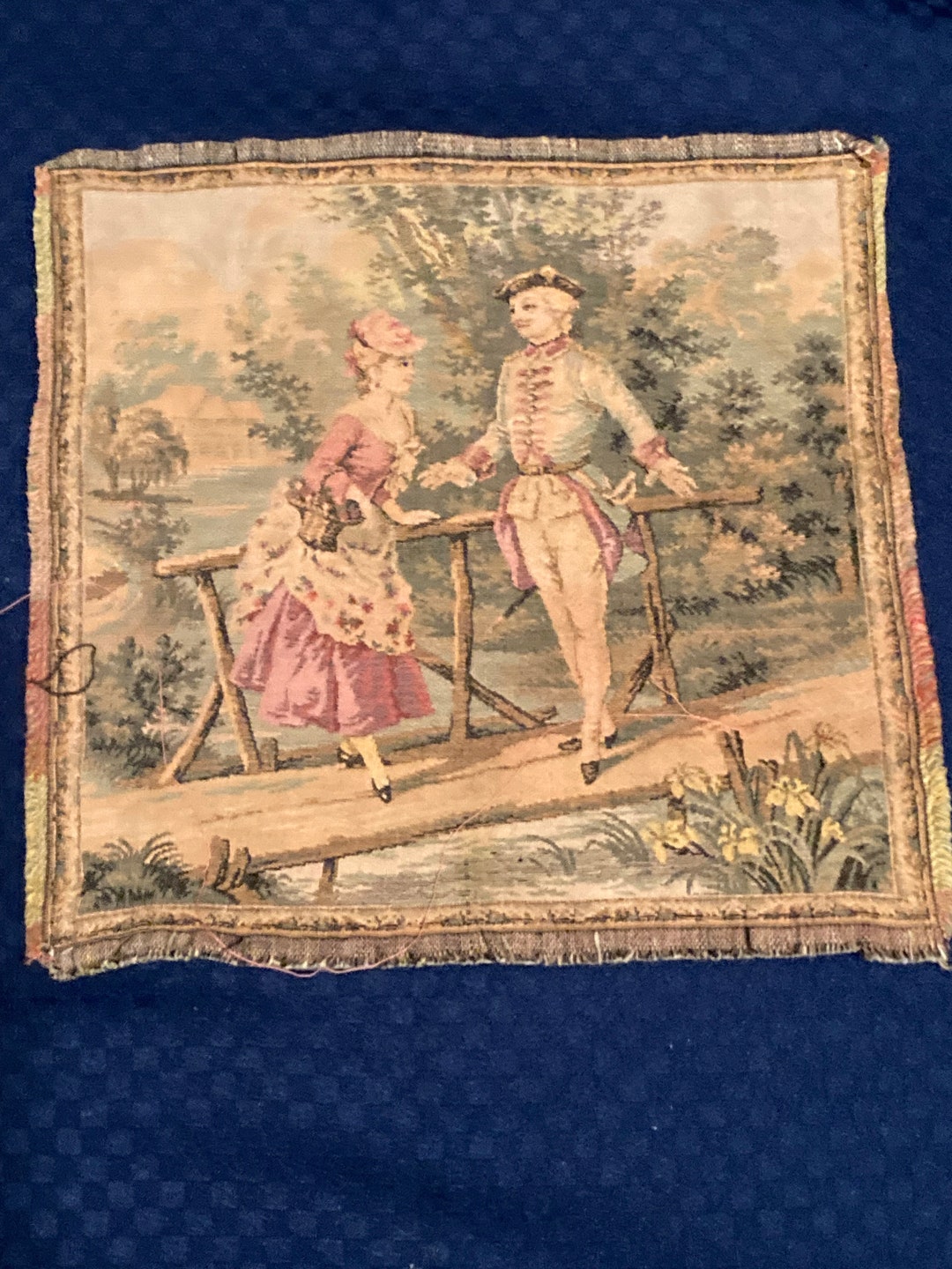 Vintage French Rococo Tapestry of French Couple on Bridge - Etsy