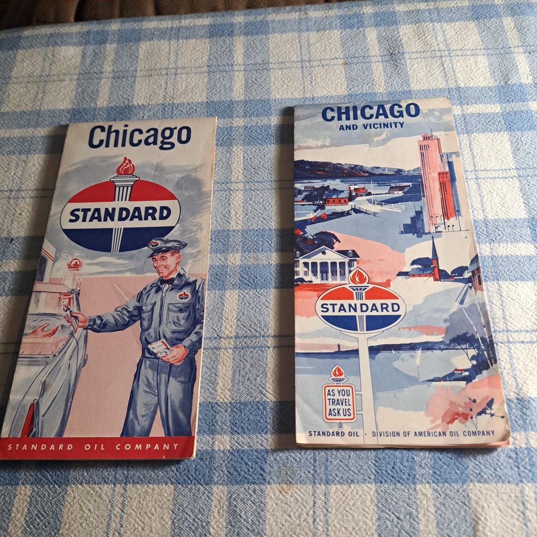 Two Vintage Standard Oil Chicago Road Maps, Circa 1958-1960s Edition - Etsy