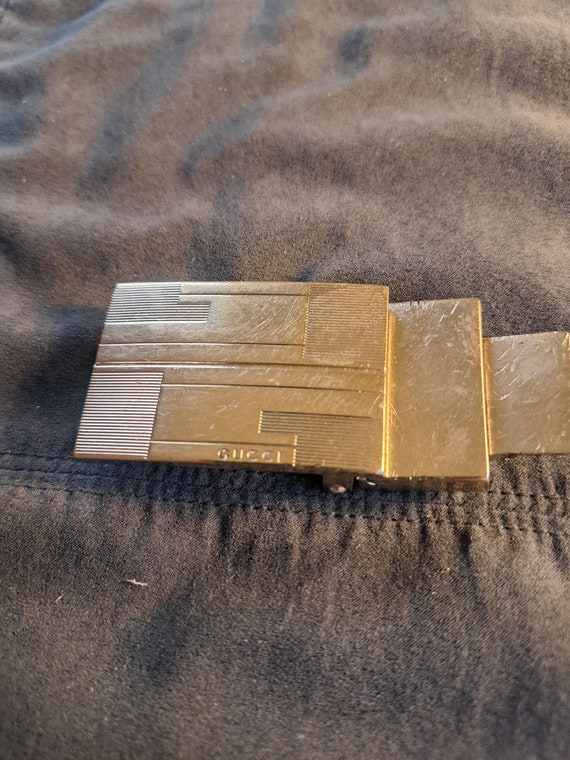 Brass Rectangular Gucci Belt Buckle - Gem