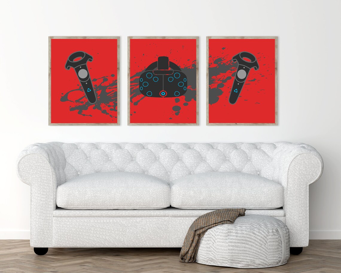 Virtual Reality Poster – VR Headset & Controllers, Game Room Decor (PNG ...