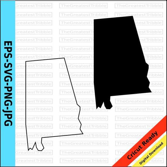 Alabama State Map Svg Png Jpg Eps Vector Graphic Clip Art | Etsy
