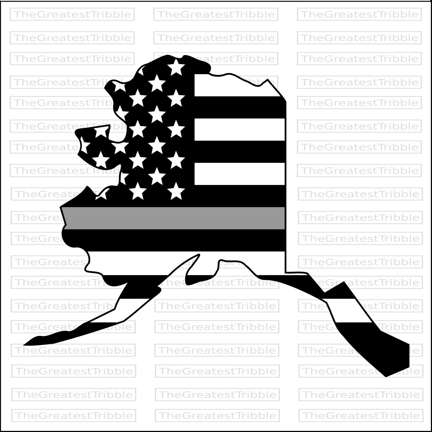Thin Silver Line Alaska USA Flag Thin Silver Line Flag Eps Svg - Etsy