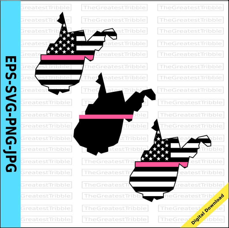 Thin Pink Line West Virginia USA Flag Eps Svg Png Jpg Vector - Etsy